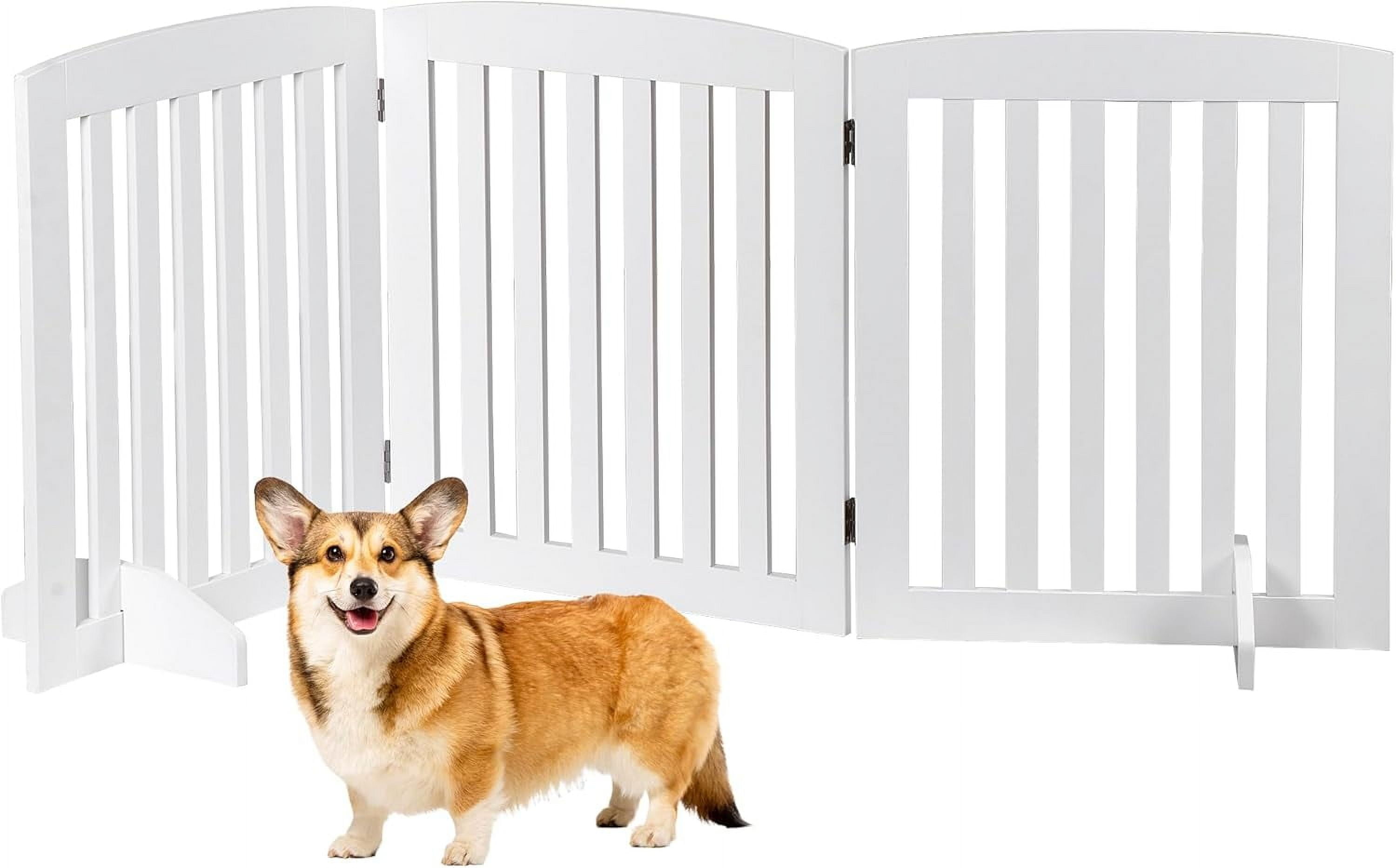YANG2 24 Inch Pet Dog Gate, Foldable Freestanding Dog Door 3 Panel ...
