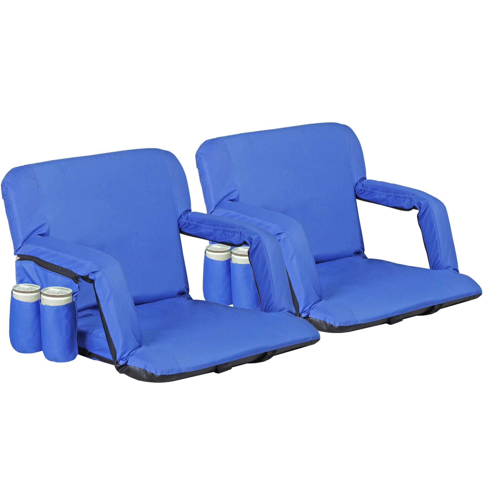 YANG2，25" Wide Stadium Seat for Bleachers Reclining Portable Stadium Chair w/Backrest，Blue-2PCS ...
