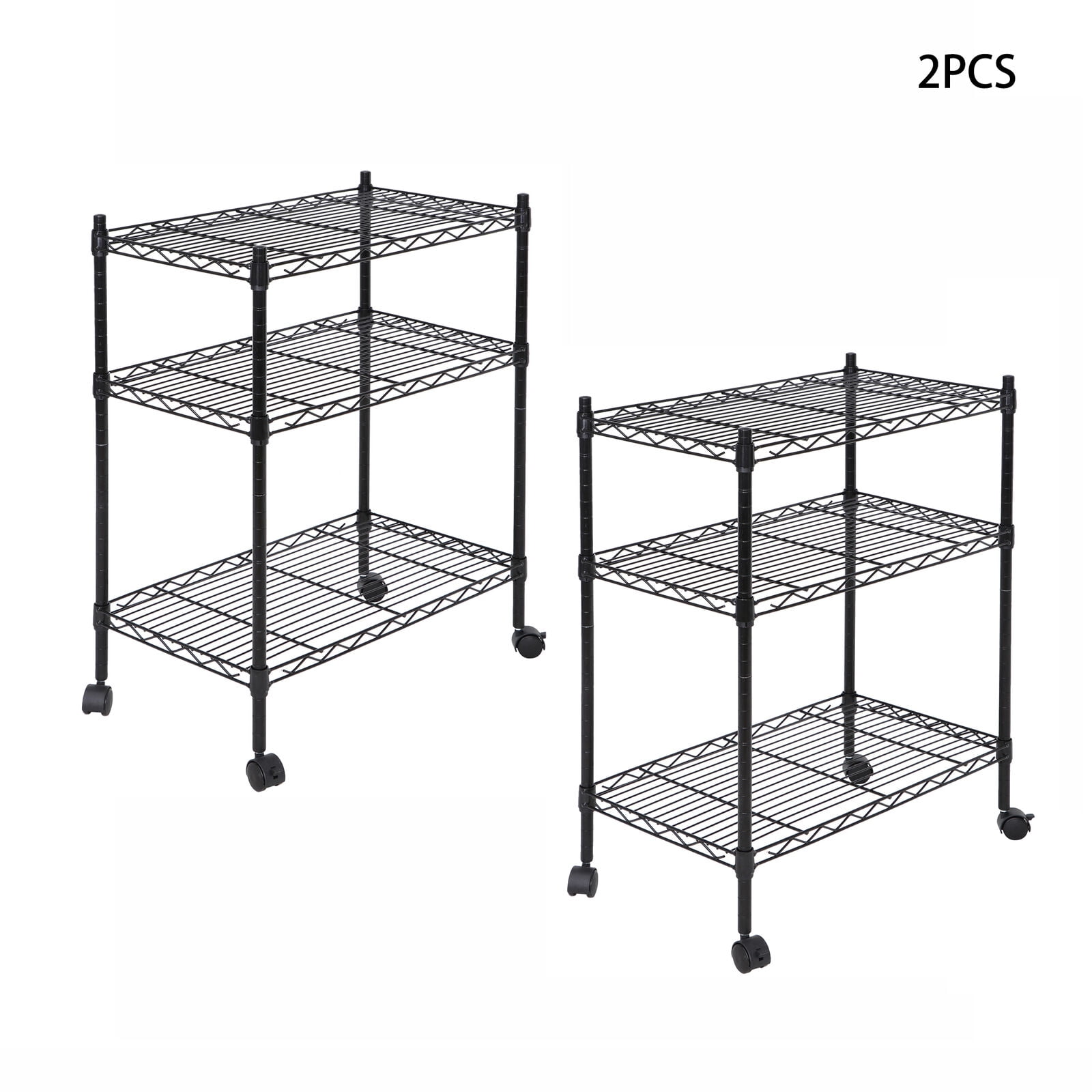 YANG2，3/4/5-Tier Shelves Wire Unit Rack Large Space Storage Rolling ...