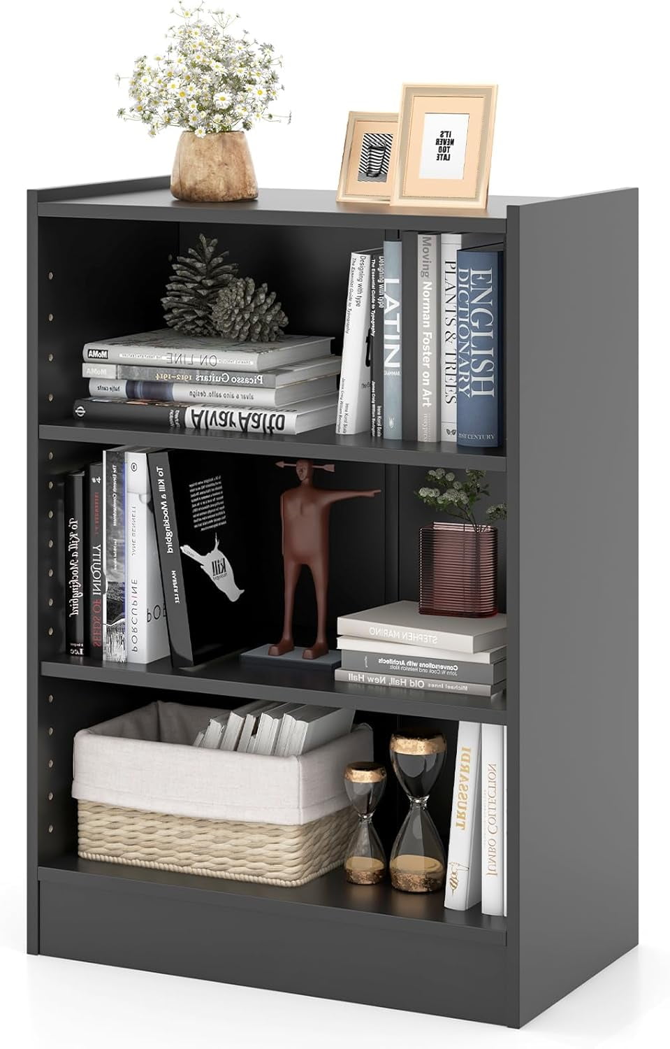 YANG2 3 Shelf Bookcase, Modern Book Shelf with Adjustable Shelves ...