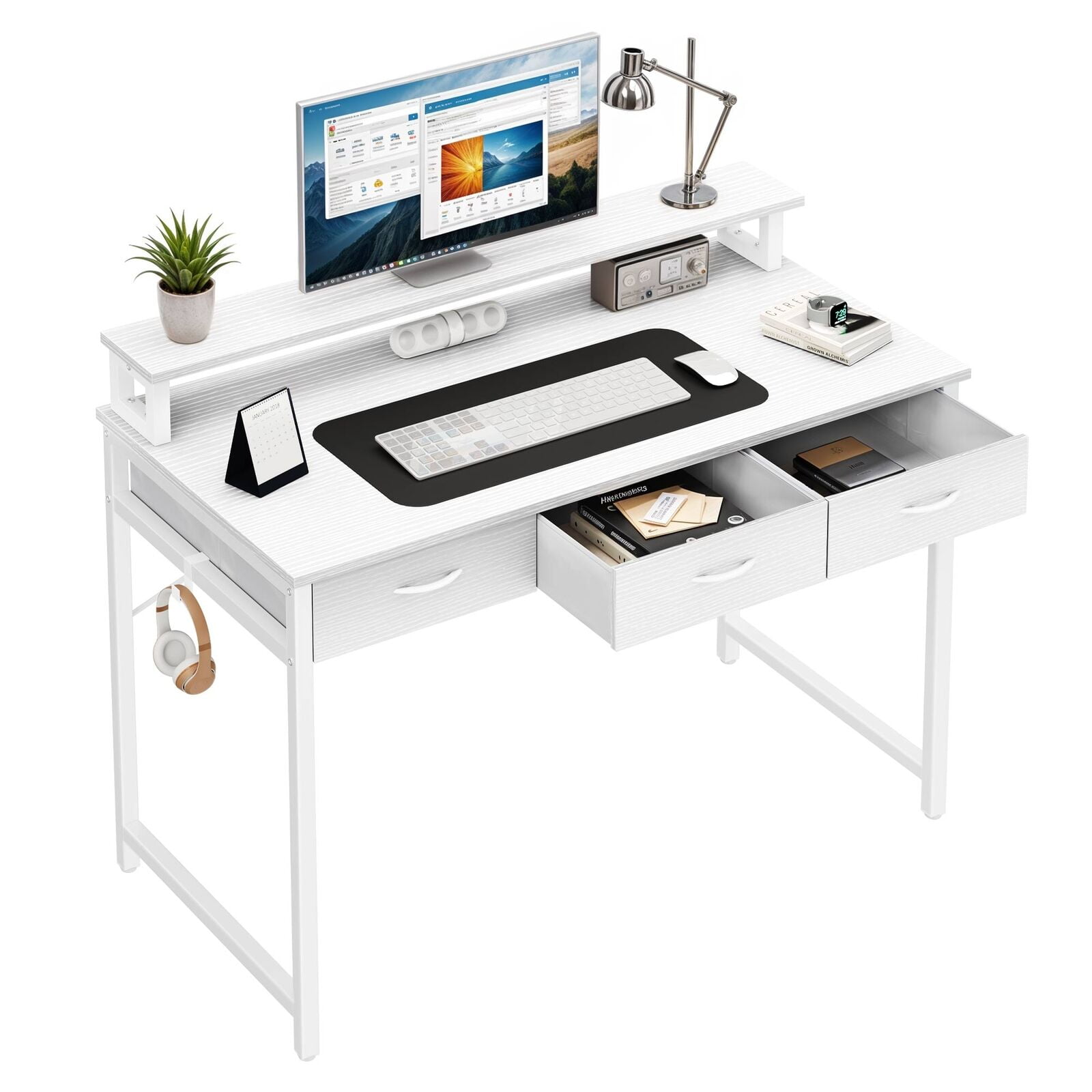 YANG2 39" Computer Desk Office Study Vanity Table Monitor Stand 3 ...
