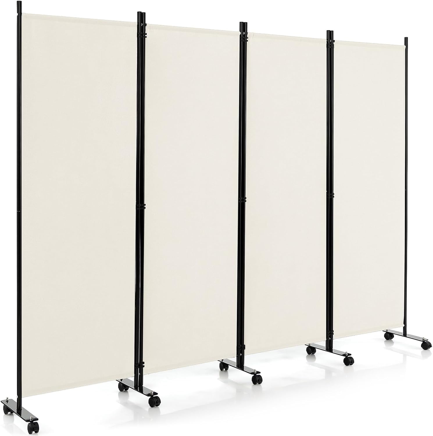 YANG2 4 Panel Room Divider, Folding Privacy Screen with Lockable Wheels ...