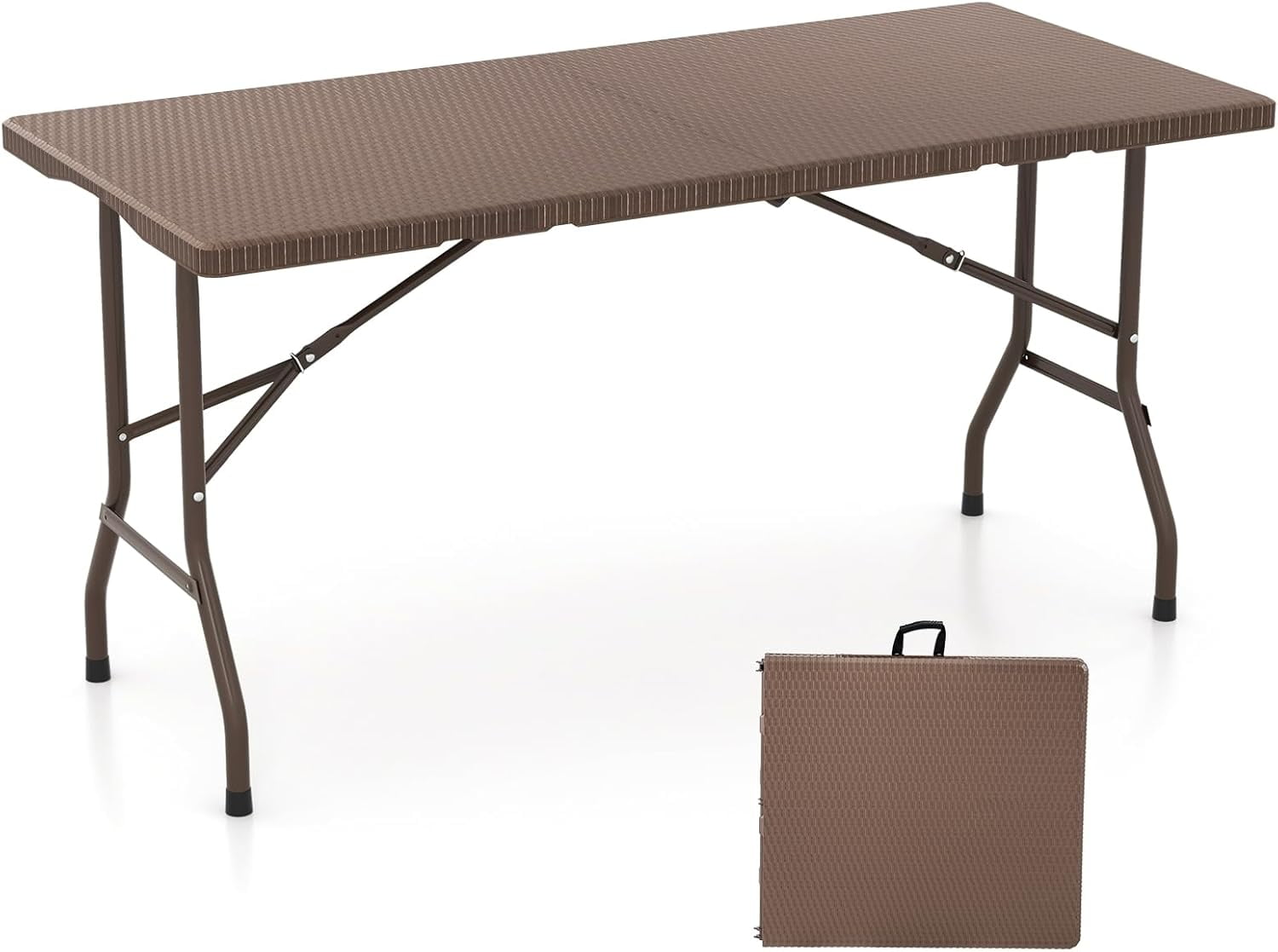 YANG2 5 FT Folding Table, HDPE Foldable Dining Table for 6, Indoor ...