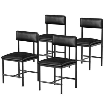 Modern Dining Room Chair Only Set of 4 Small Kitchen Chairs Black Faux ...