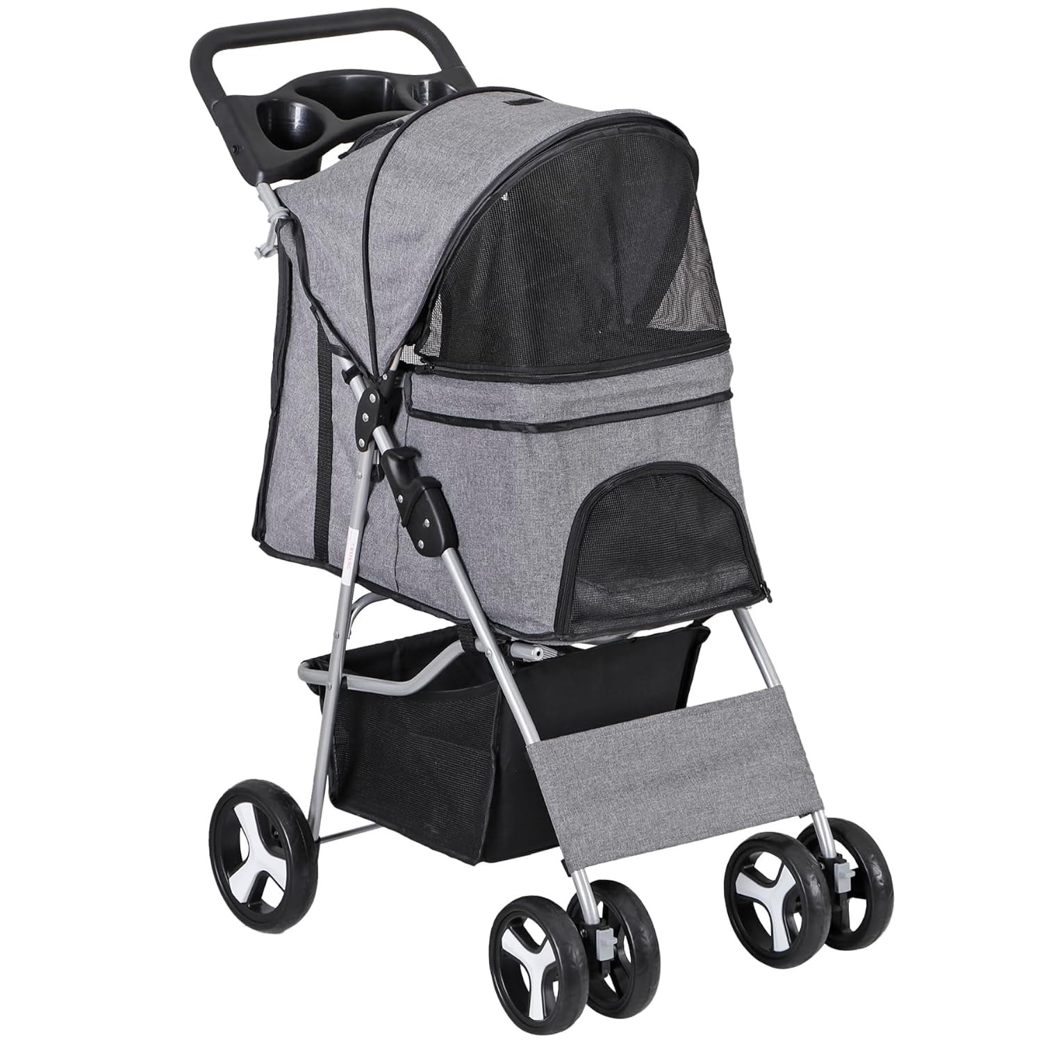 YANG2 Foldable Pet Stroller, Cat/Dog Stroller with 4 Wheel, Pet Travel ...