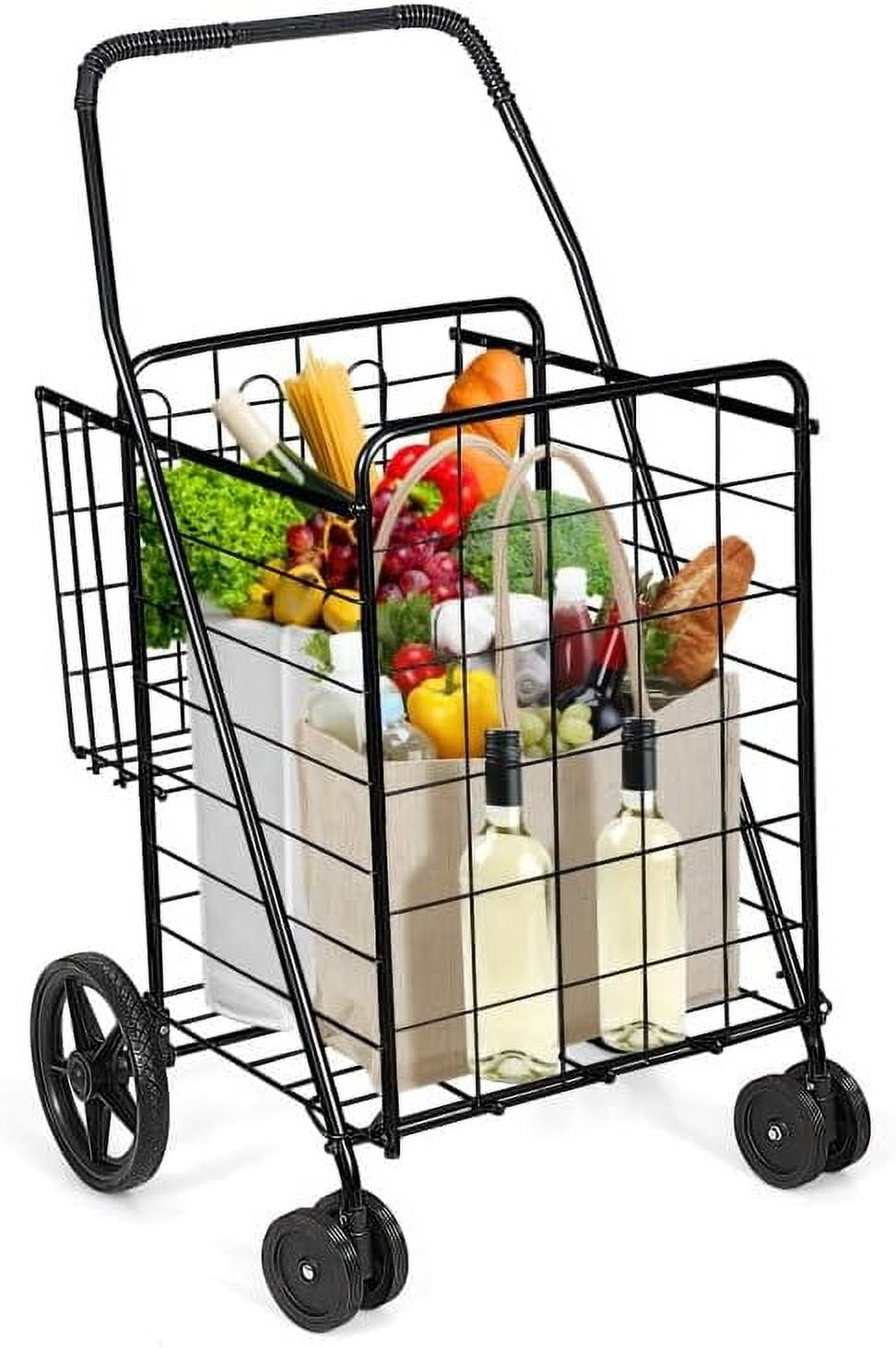 YANG2 Foldable Shopping Cart, Heavy Duty Utility Cart with Rolling ...