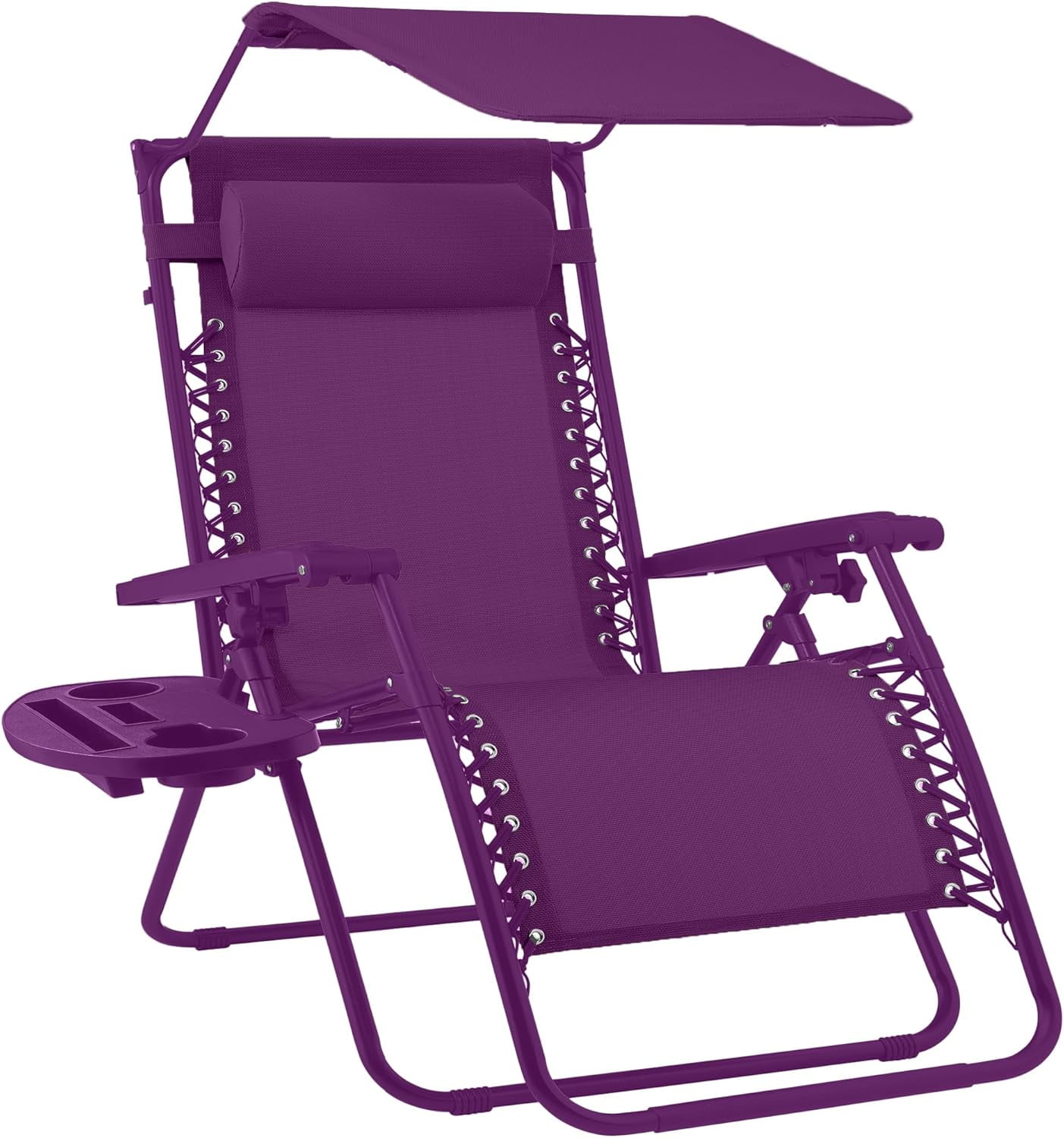 YANG2 Folding Zero Gravity Outdoor Recliner Patio Lounge Chair w/Adjustable Canopy Shade ...