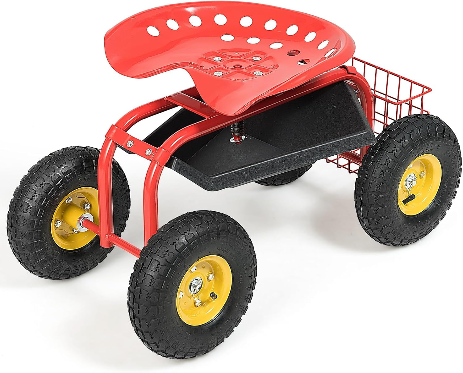 YANG2 Garden Seat with Wheels, Rolling Garden Cart with Adjustable 360° Swivel Seat, Tool Tray ...