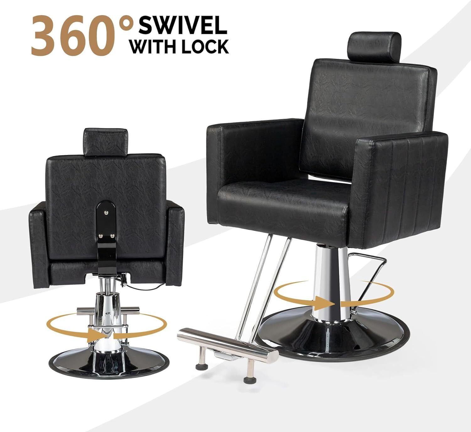 YANG2 Hydraulic Recline Barber Chair Salon Chair 360 Degrees Swivel ...