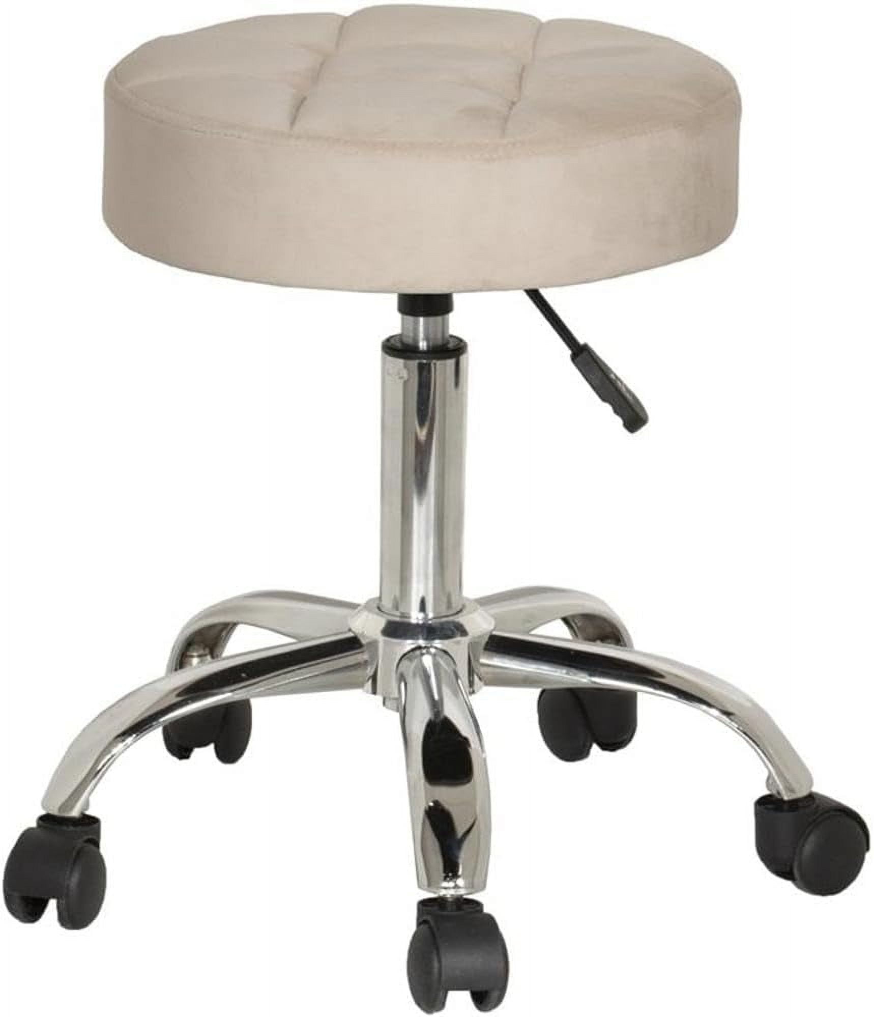 YANG2, Nora Metal Adjustable Backless Vanity/Office Stool with Casters ...