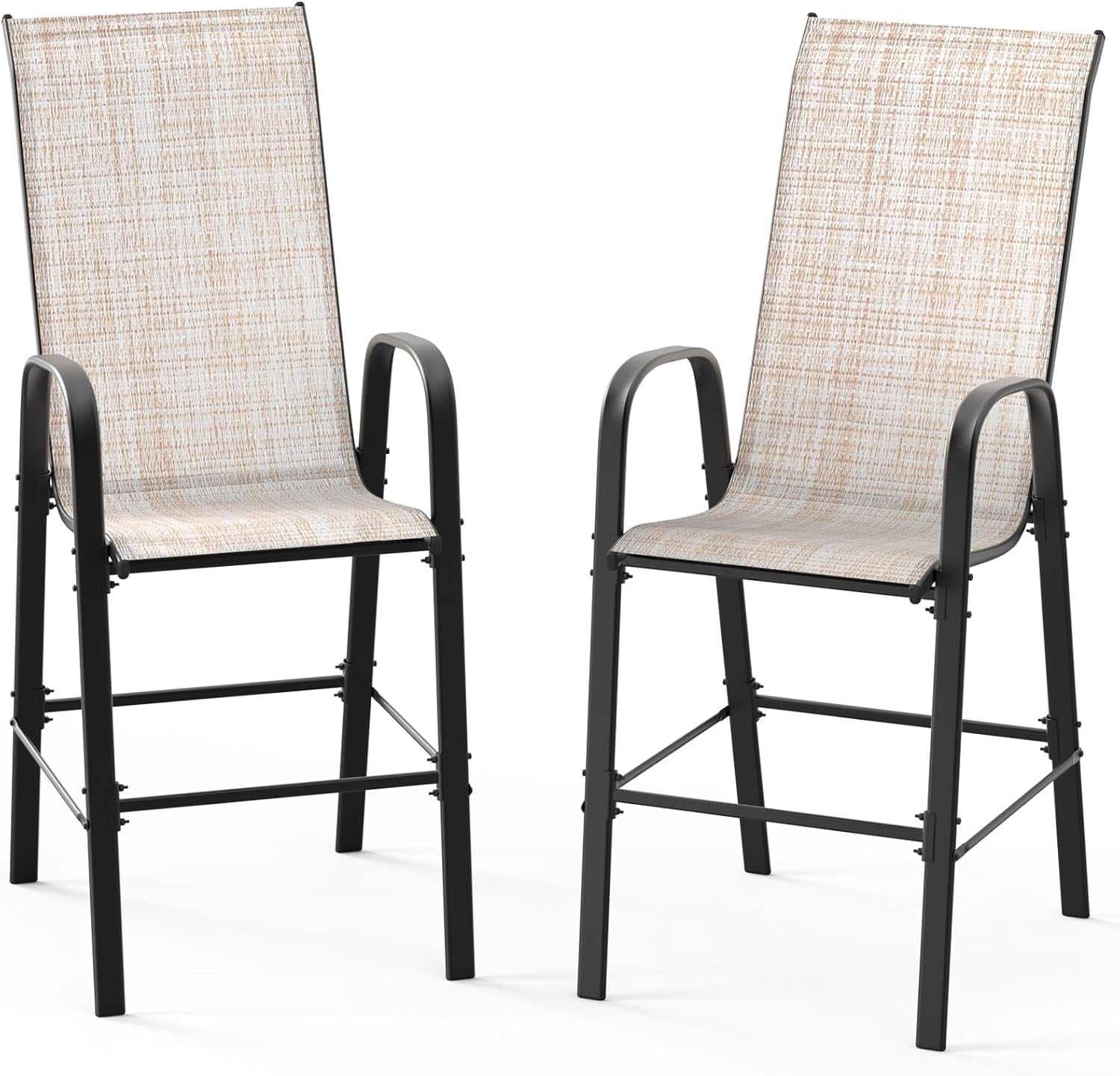 YANG2 Outdoor Bar Chairs Set of 2 – Stackable Outdoor Bar Stools with ...