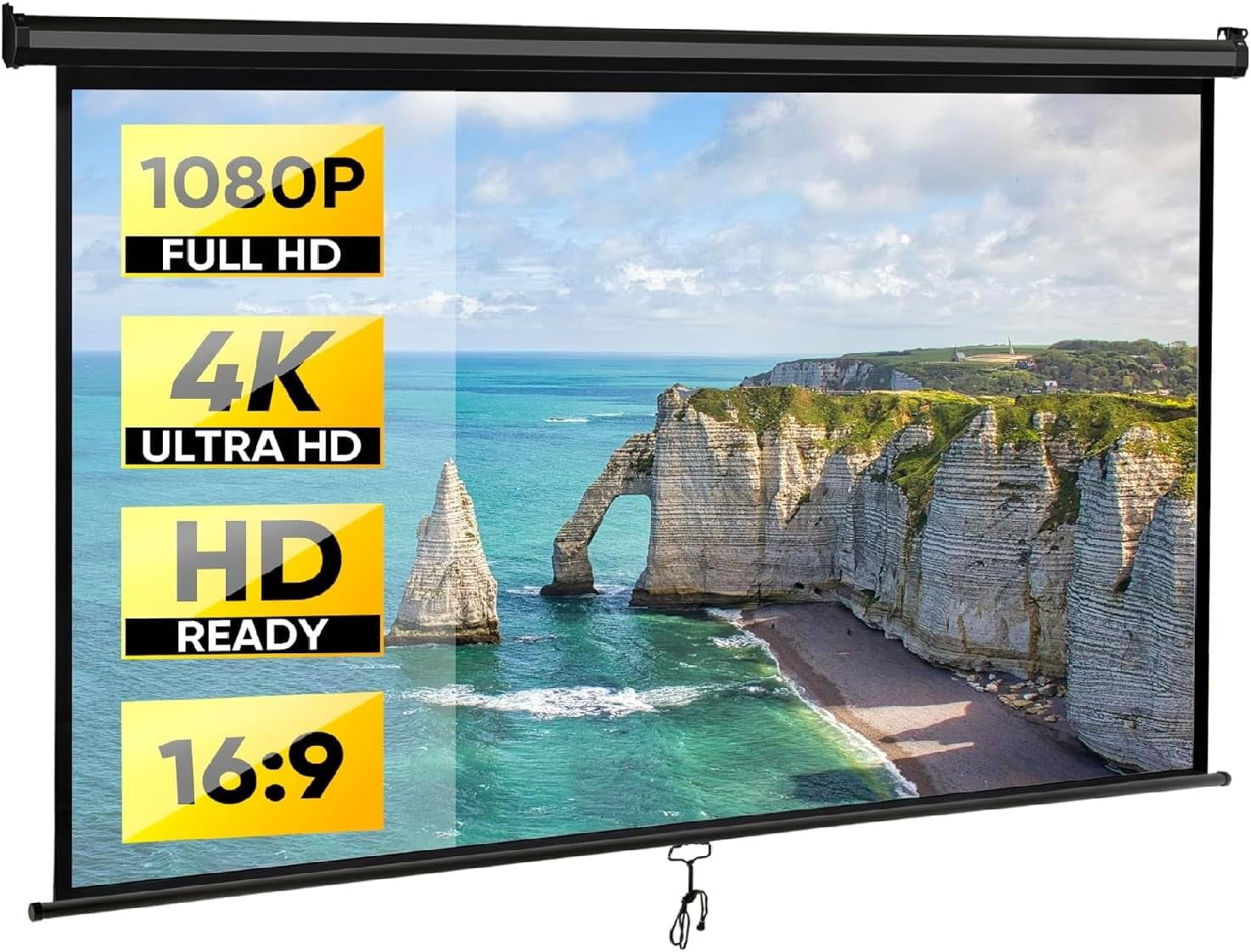 YANG2 Outdoor Projector Screen Pull Down 80 Inch 16:9 HD Projection ...