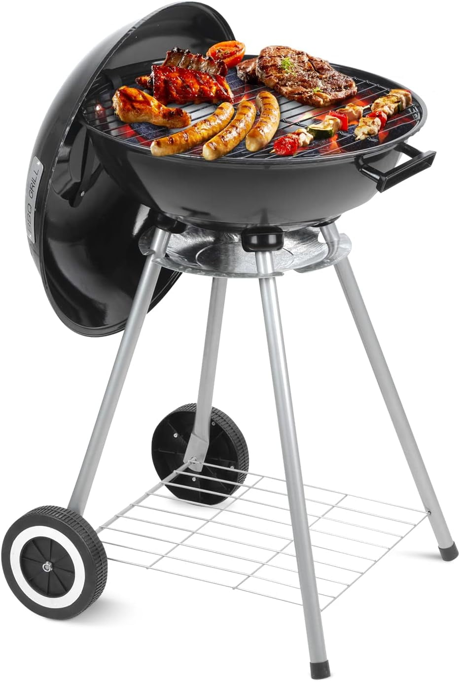 YANG2 Portable Charcoal Grill, 17 Inch Camping BBQ Grill with Wheels ...