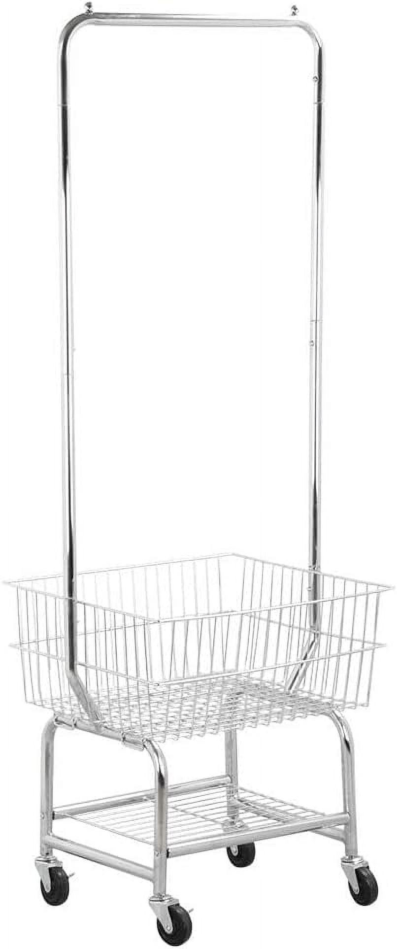 YANG2 Wire Commercial Rolling Laundry Cart, Laundry Basket with Garment ...