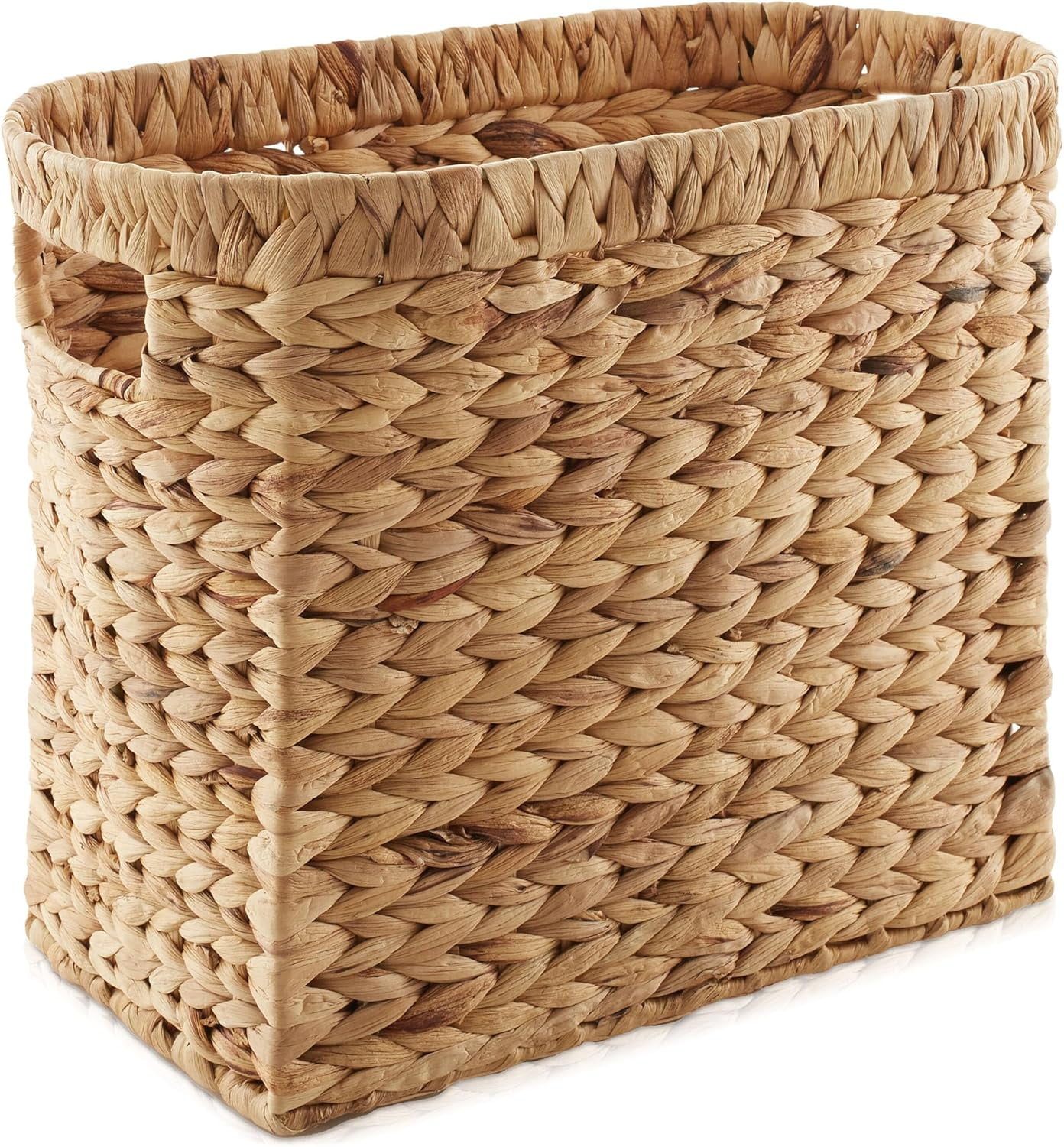 YANG2 Woven Magazine Holder with Handles, Water Hyacinth Storage Basket for Bathroom, Living ...