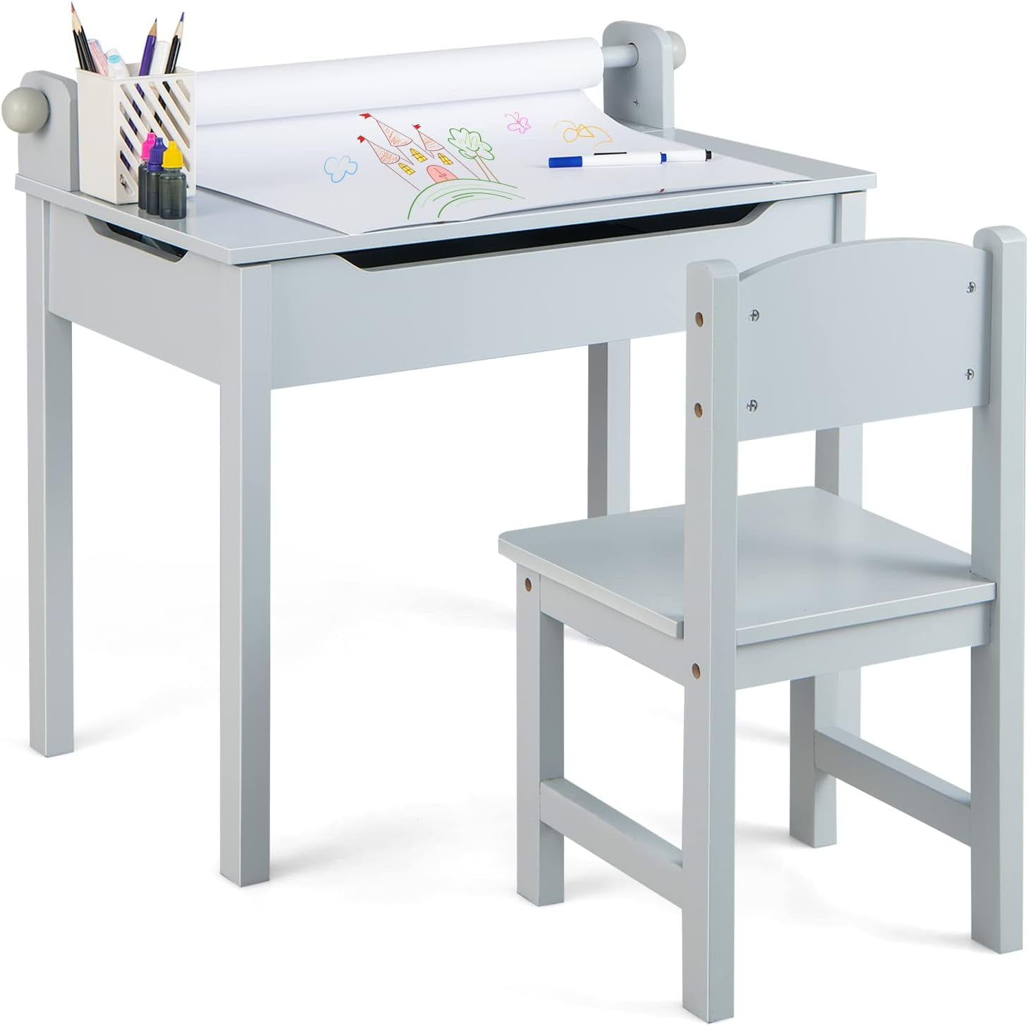 YANG2 small Table and Chair Set, Flip Top Art Craft Table w/Chair for ...