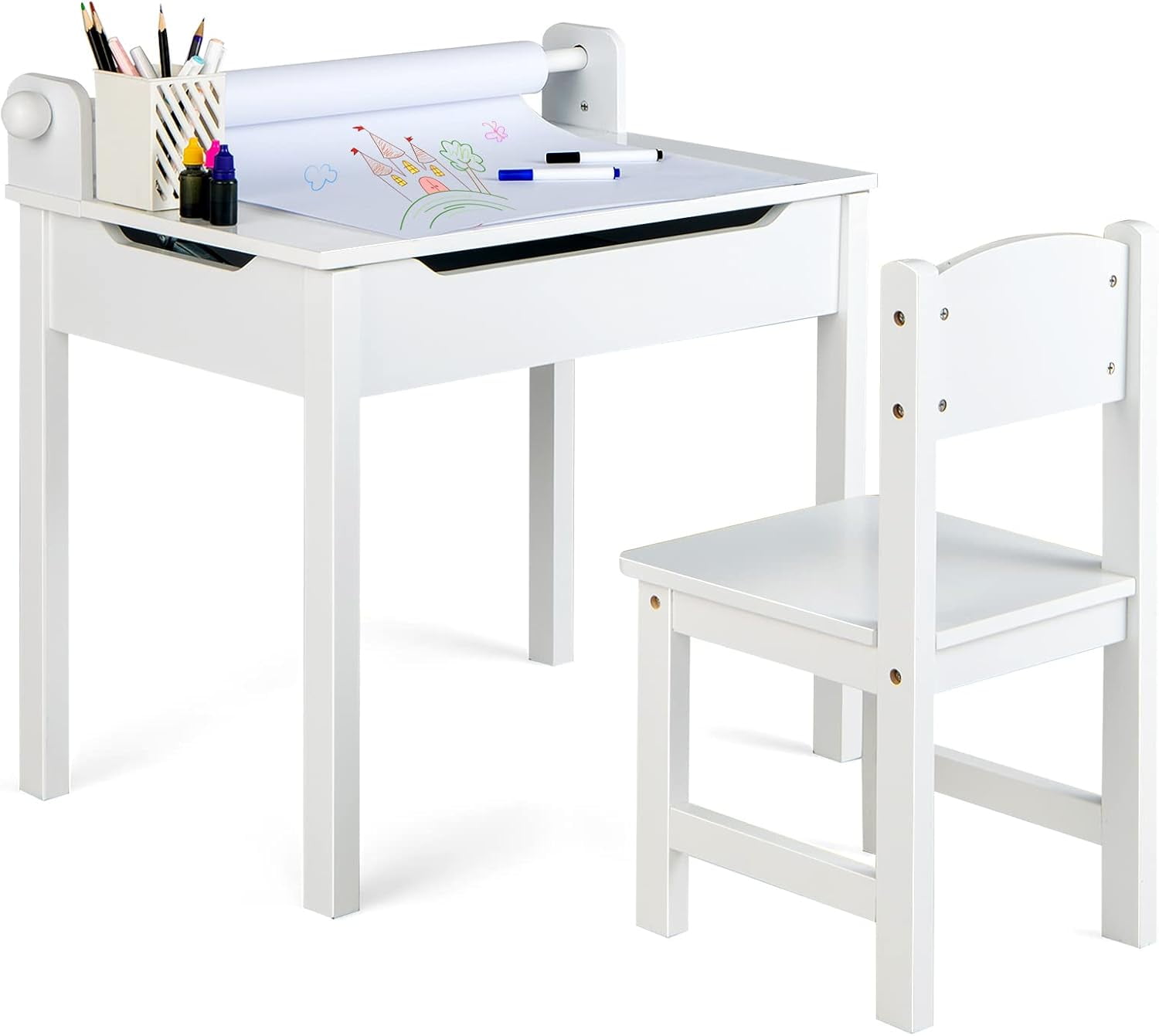 YANG2 small Table and Chair Set, Flip Top Art Craft Table w/Chair for ...