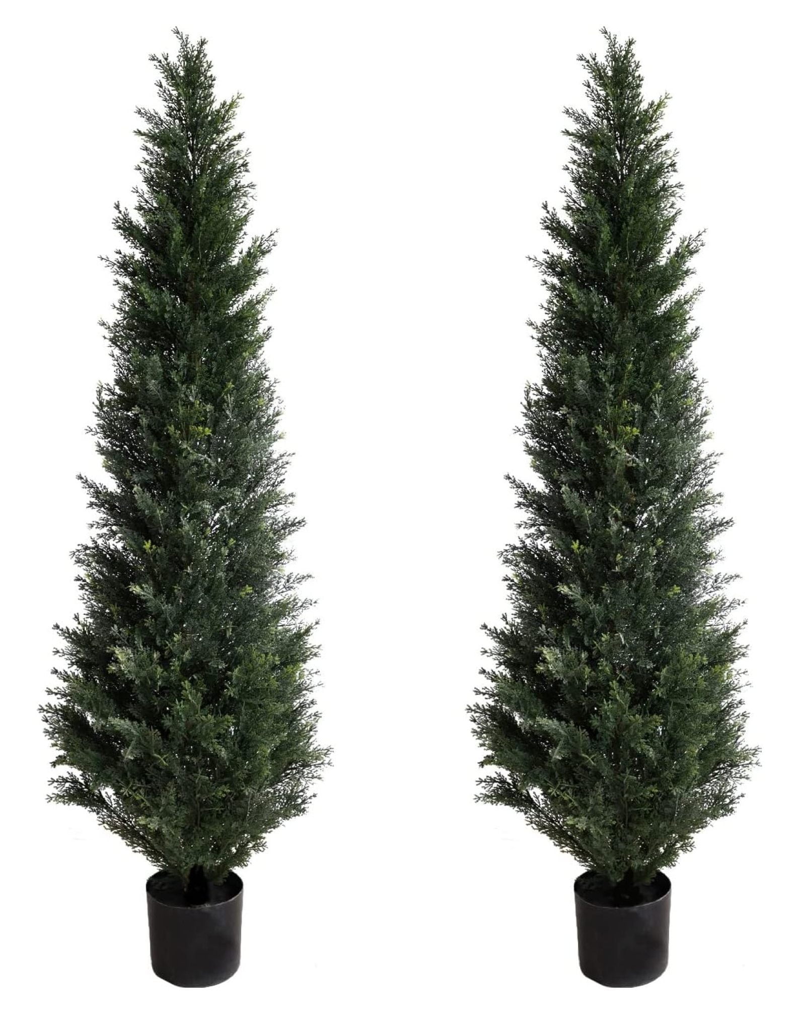 YANG97 2 Pack (5 Foot-60 Inch) Artificial Topiary Cedar Tree Pot Indoor ...
