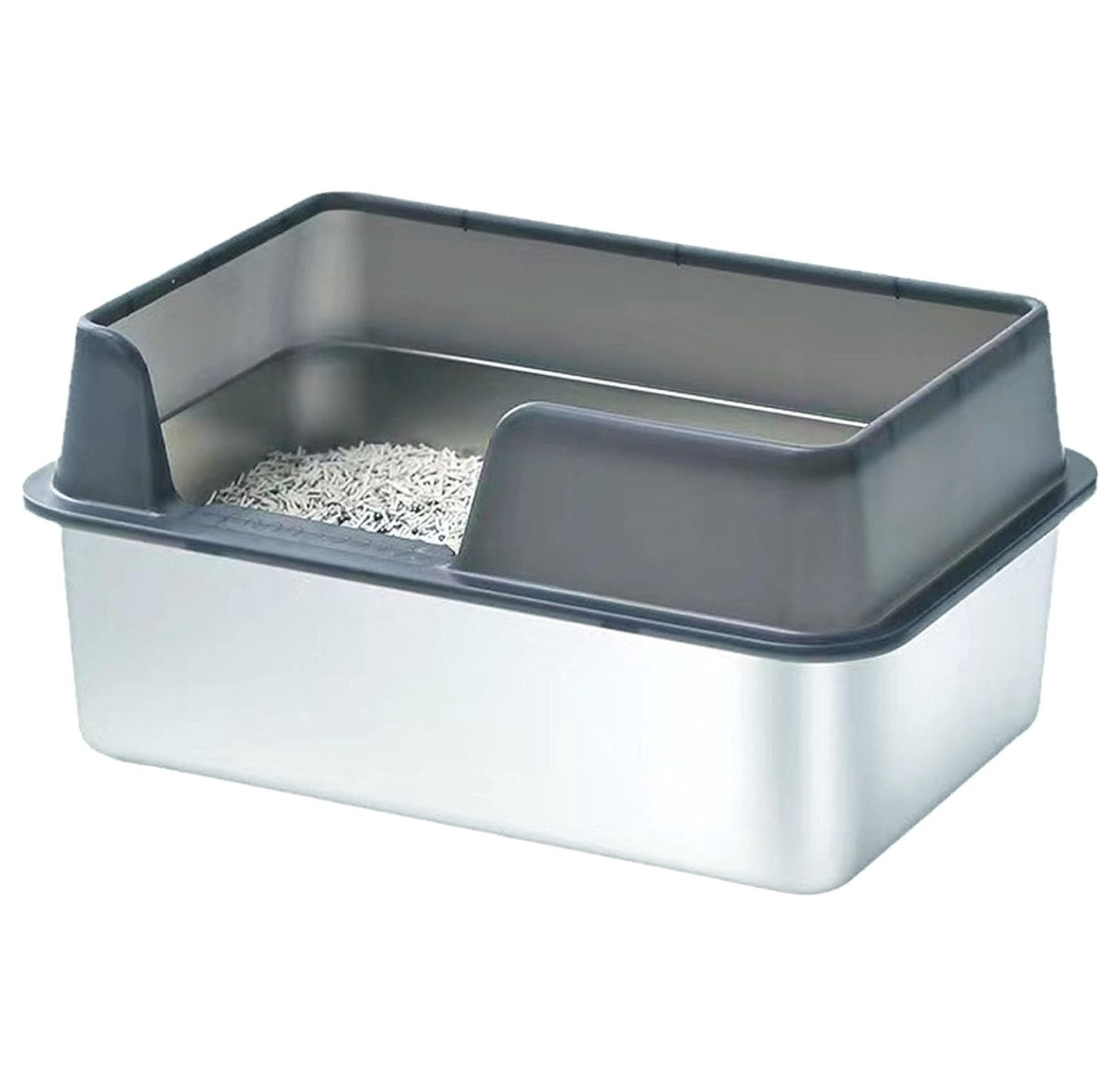 YANG97 Stainless Steel Cat Litter Box 20"x 14"x 8" with Enclosure Lid ...