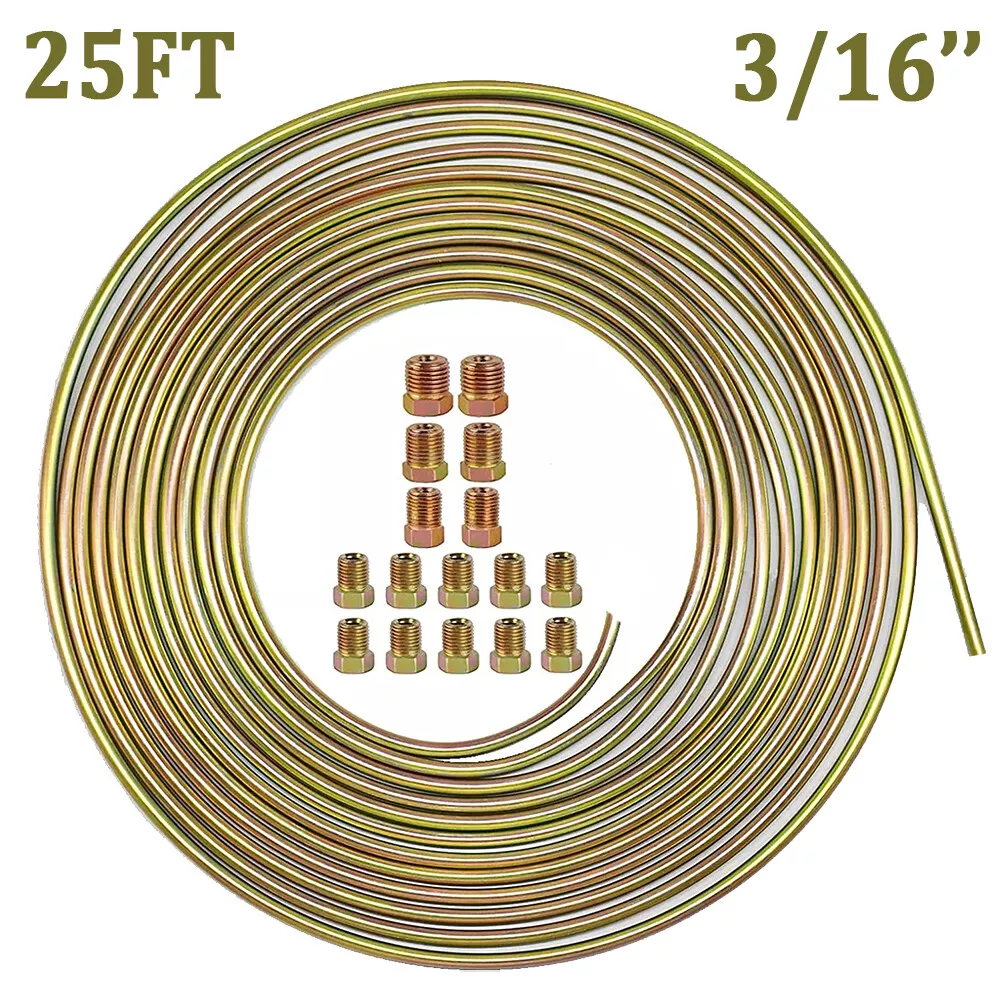 YANGCYY Flexible Double Galvanized Steel Brake Line Tubing Kit - 25 Ft ...