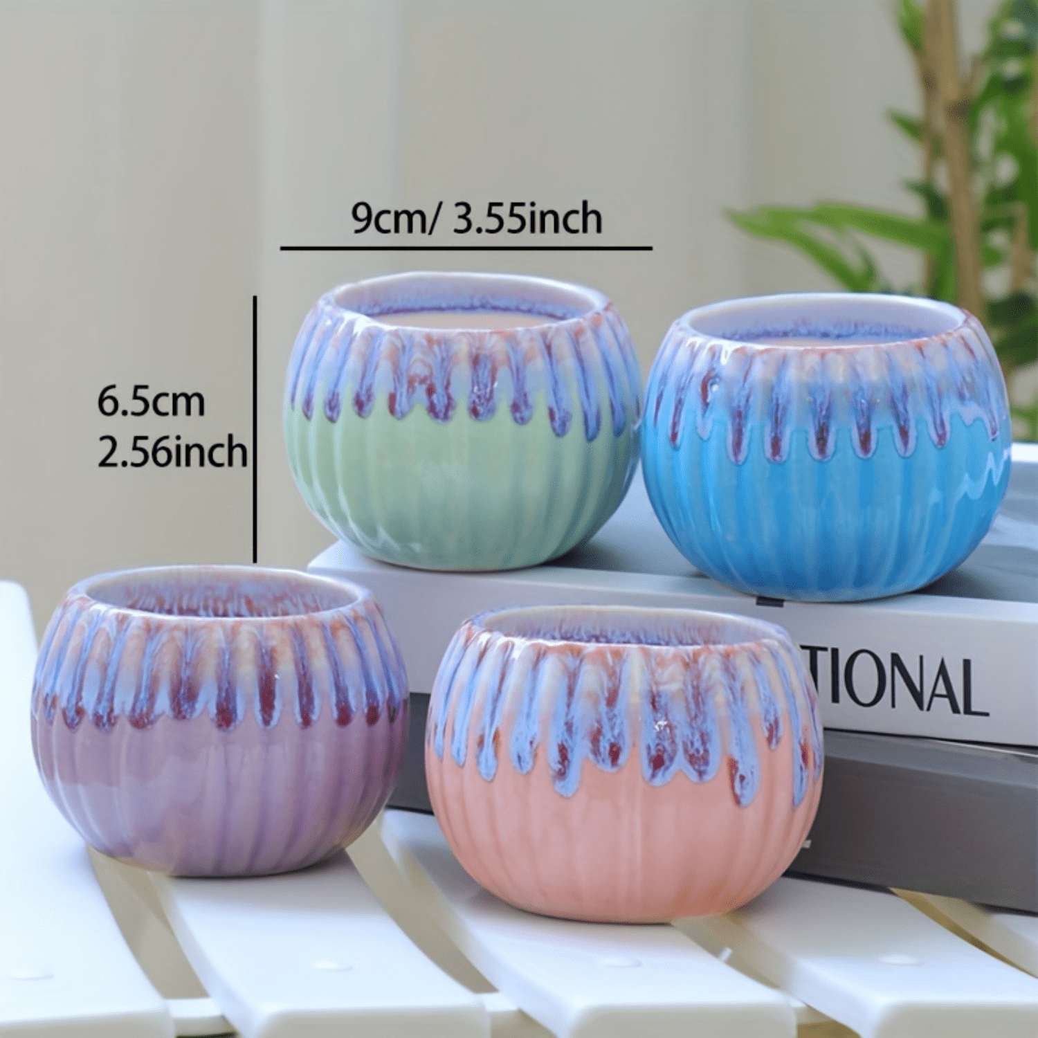 YANGCYY Vibrant Colorful Ceramic Succulent Pot Set - Eye-Catching ...
