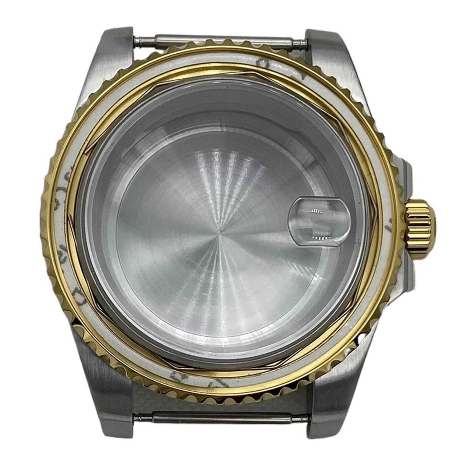 YANGJD 40mm Silver Gold Watch Case Sapphire Glass 120 clicks For NH34 ...