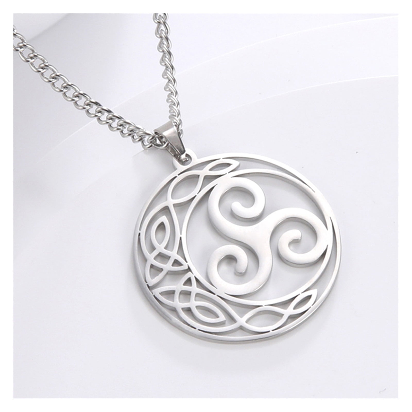 YANGJD Triskele Crescent Moon Stainless Steel Necklace Triskelion ...