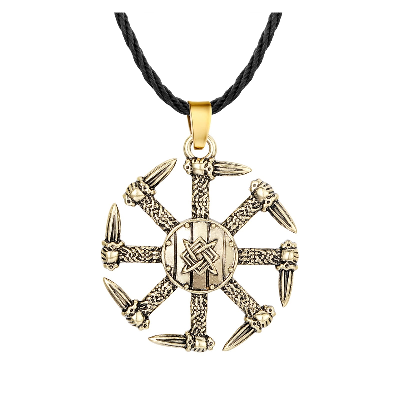 YANGJD Viking Rune Pendant Necklace Retro Round Triangle Knot Vintage ...
