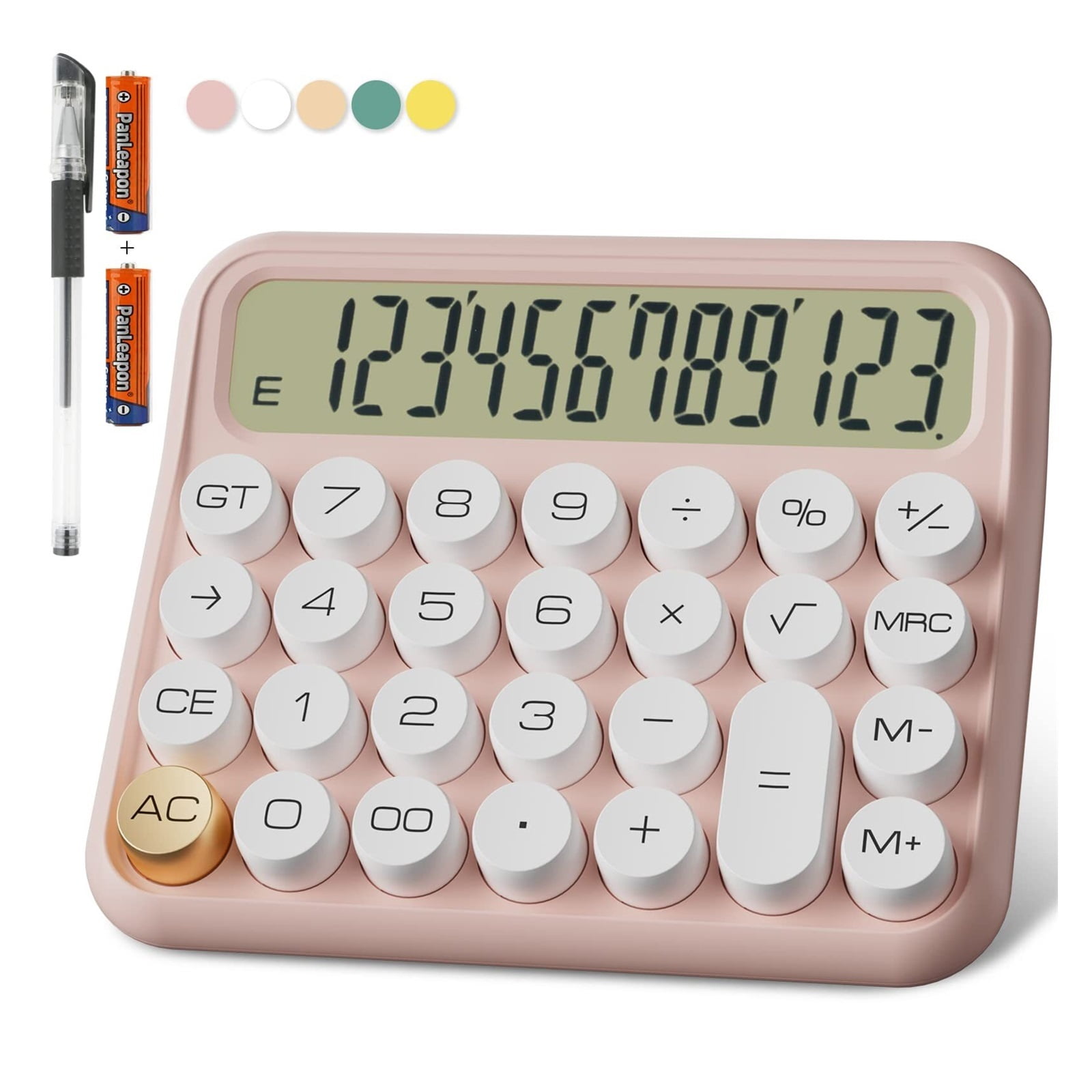YANGJIND Mechanical Calculator 12 Digit Extra Large 5-Inch LCD Display, Battery Desk Calculator ...