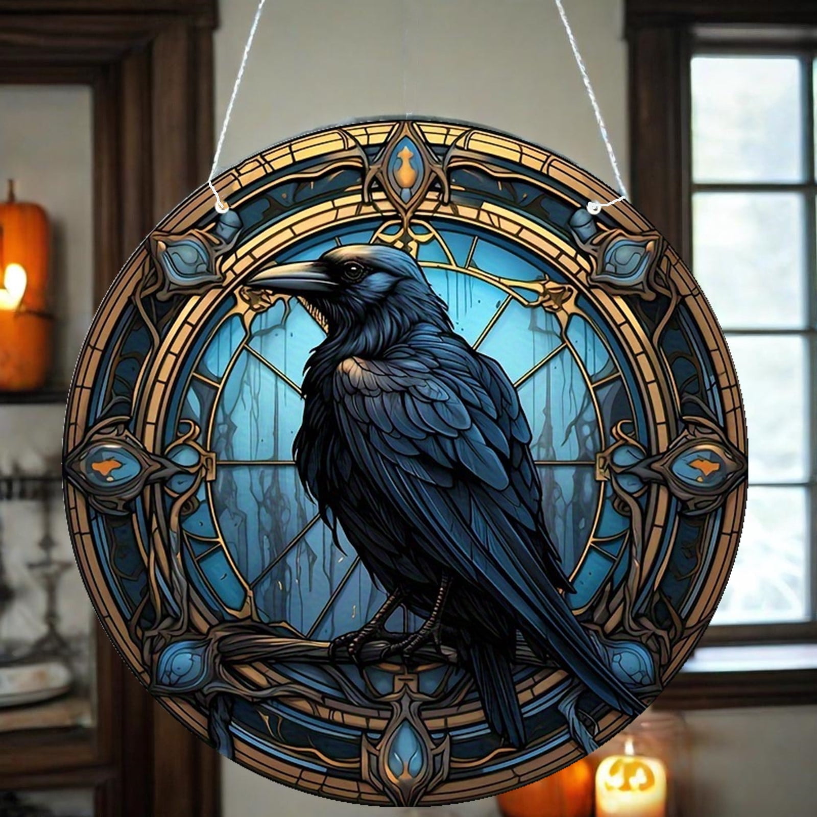 YANGJUN Acrylic Colored Bird Crow Halloween Dark Style Window ...