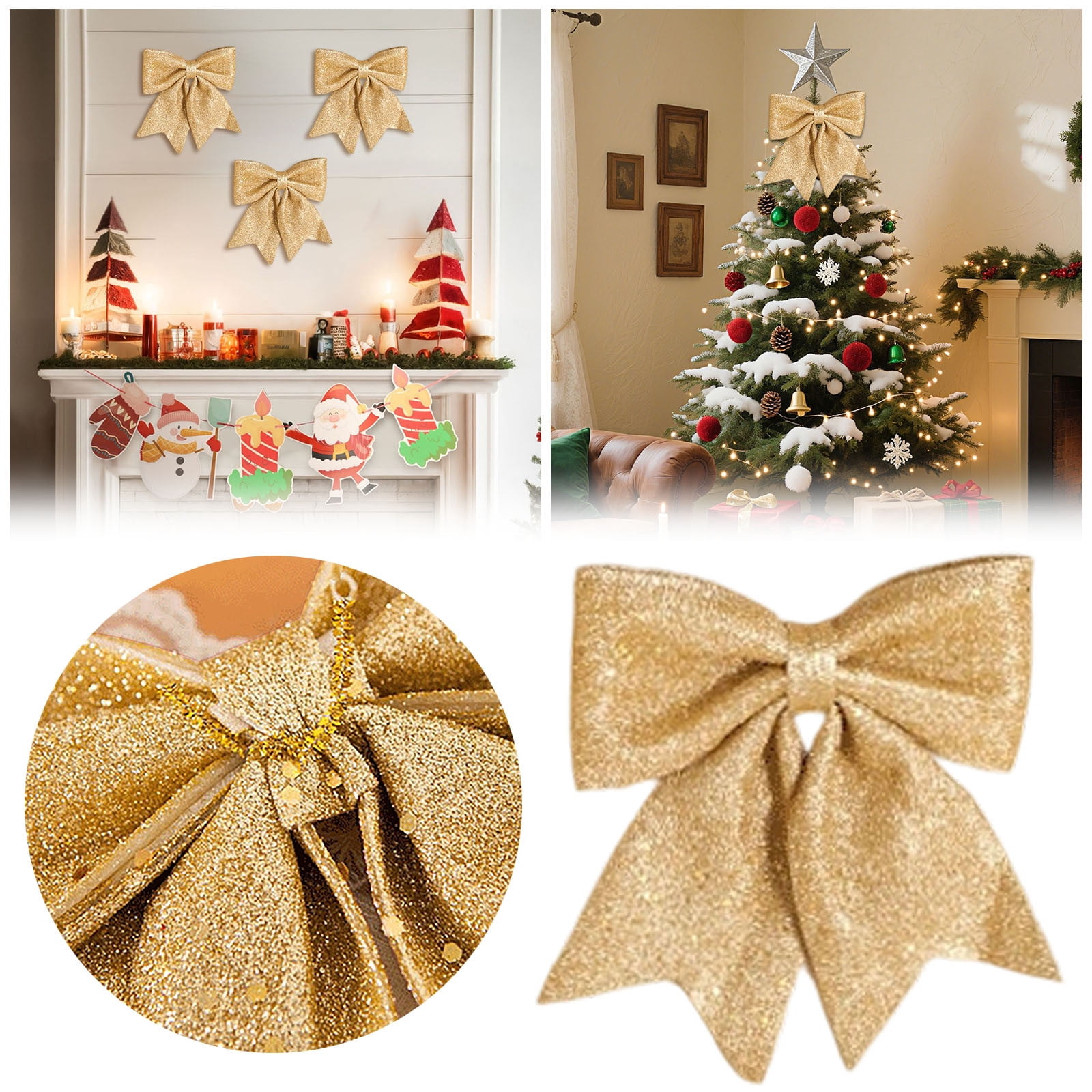 YANGJUN Christmas Tree decorations,Bow Decorations,Sequin Wreaths Bows ...