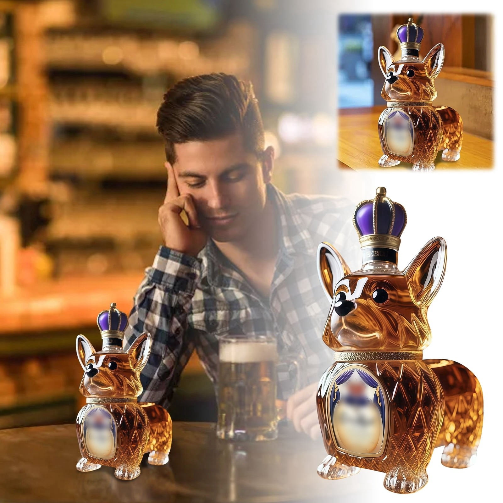 YANGJUN Corgi Whiskey Bottle Decorative Wine Bottle Rack Purpose ...