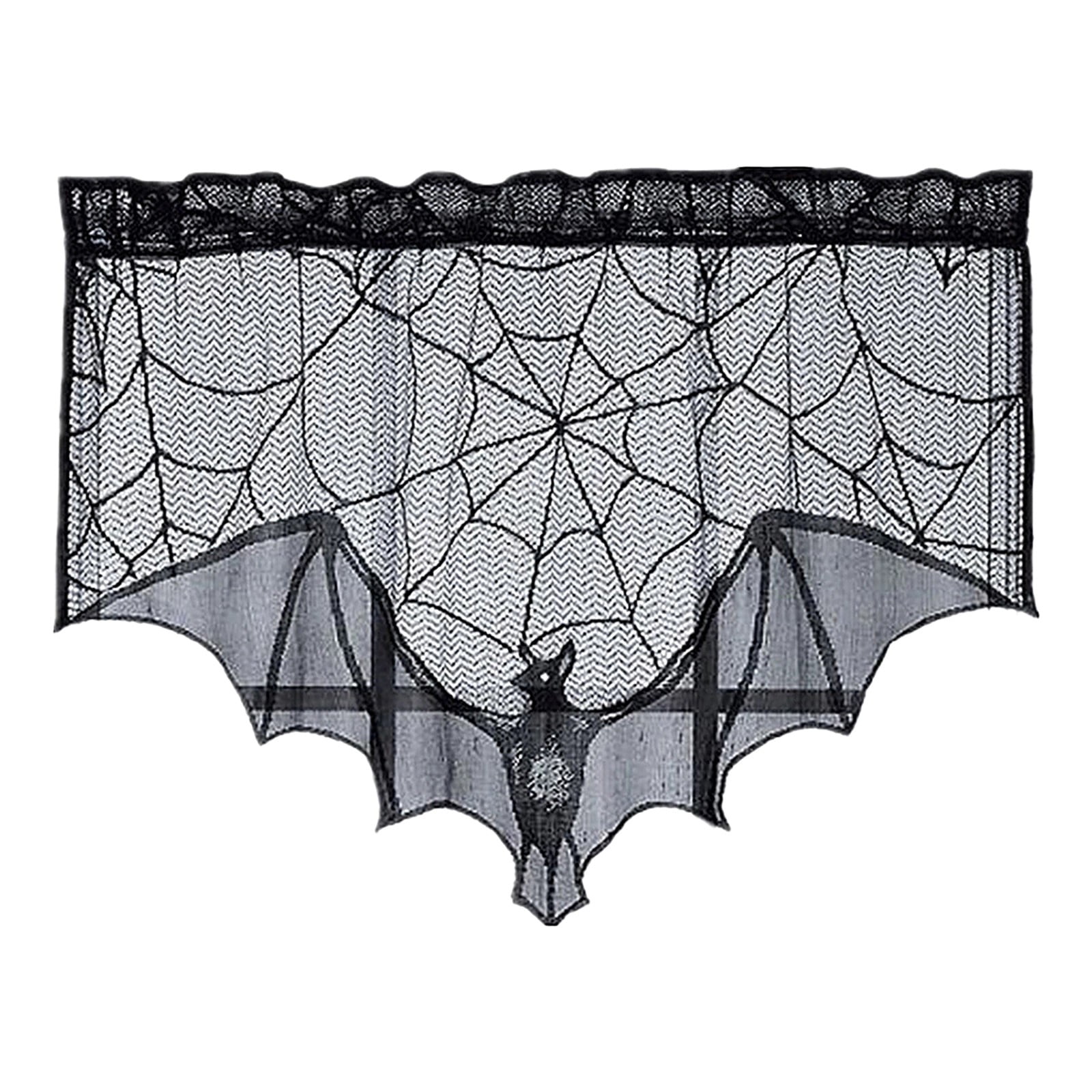 YANGJUN Halloween Door Curtains Black Lace Halloween Decor Skeleton ...