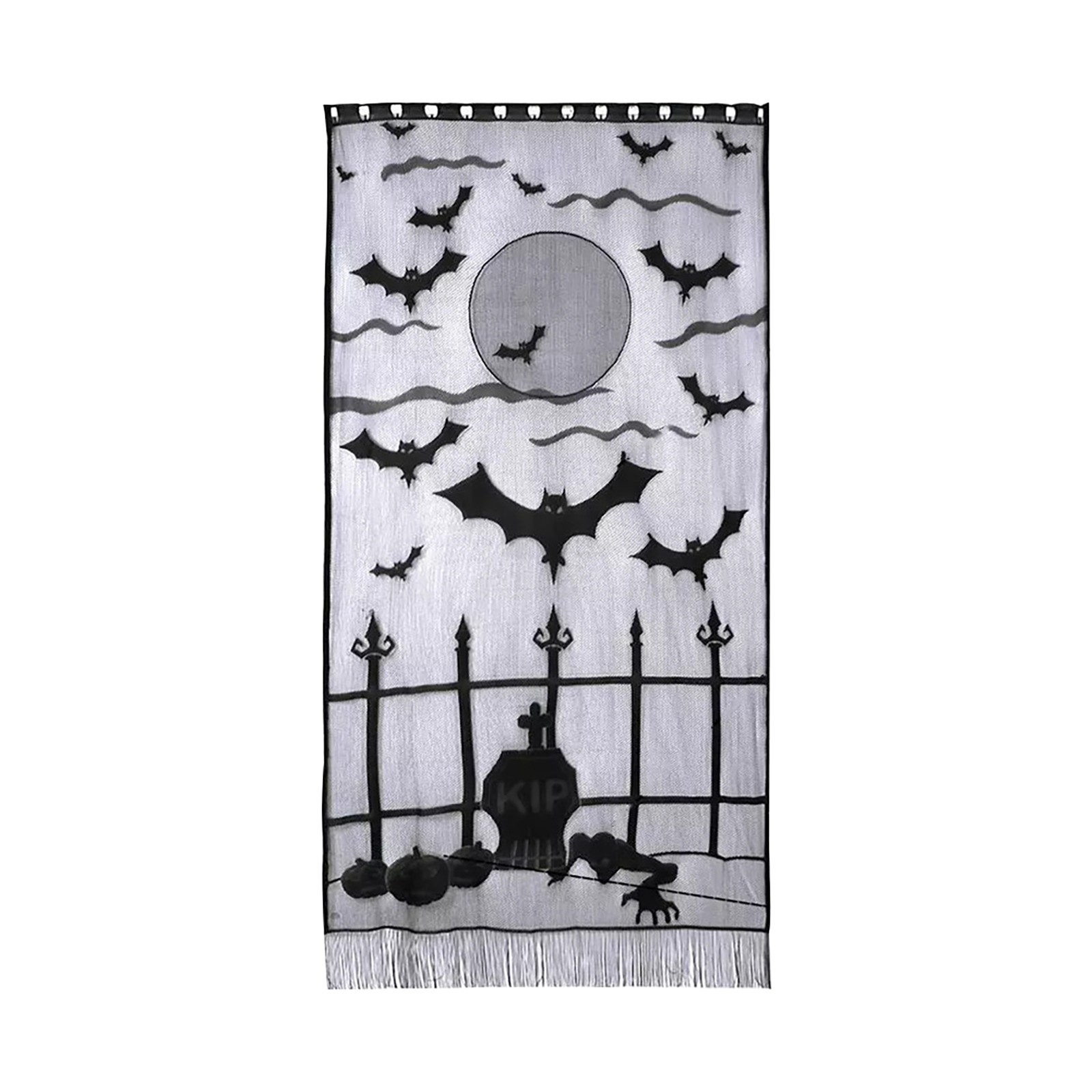 YANGJUN Halloween Door Curtains Black Lace Halloween Decor Skeleton ...