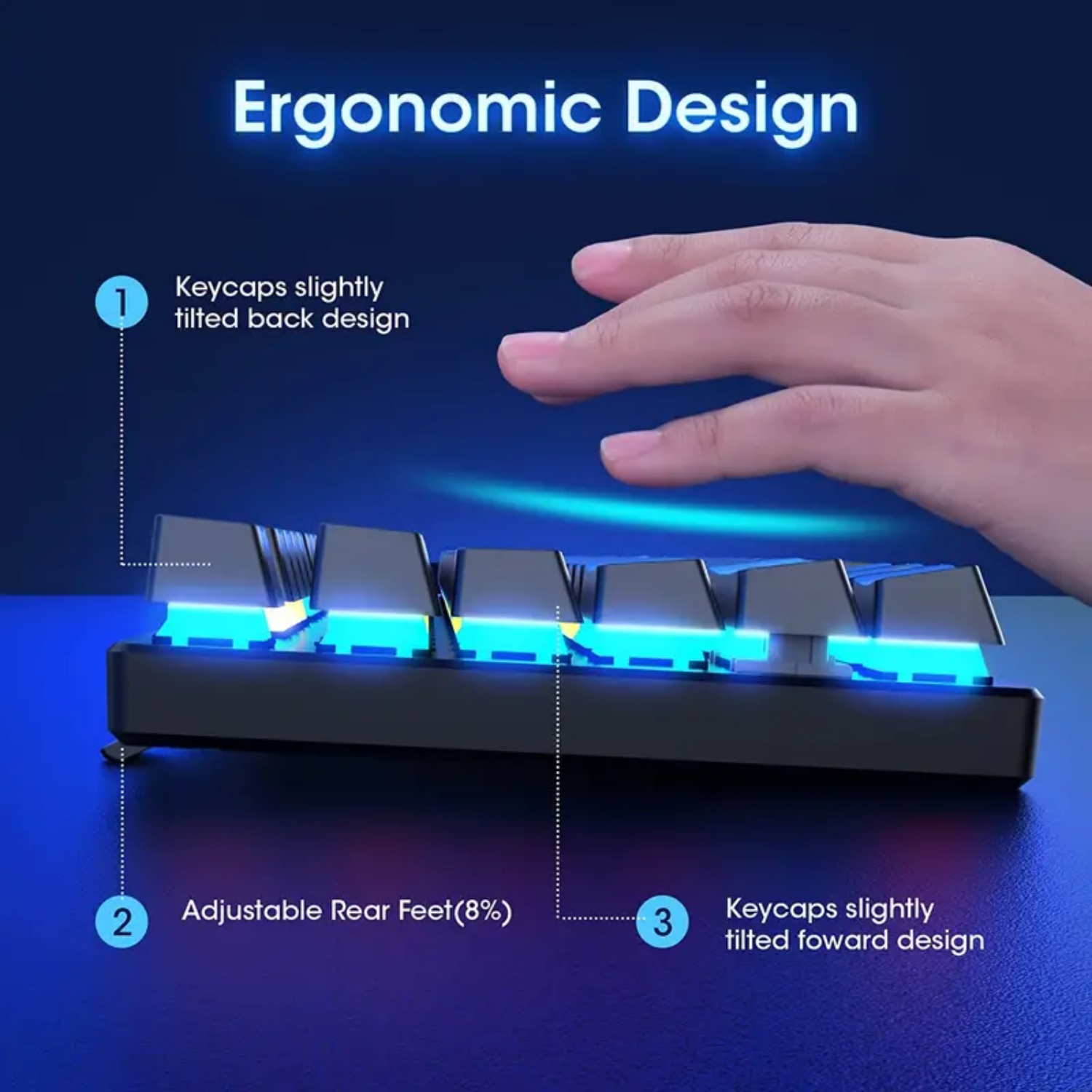 YANGKJ GK302 Model Full Size Rainbow Backlit Mechanical Gaming Keyboard ...