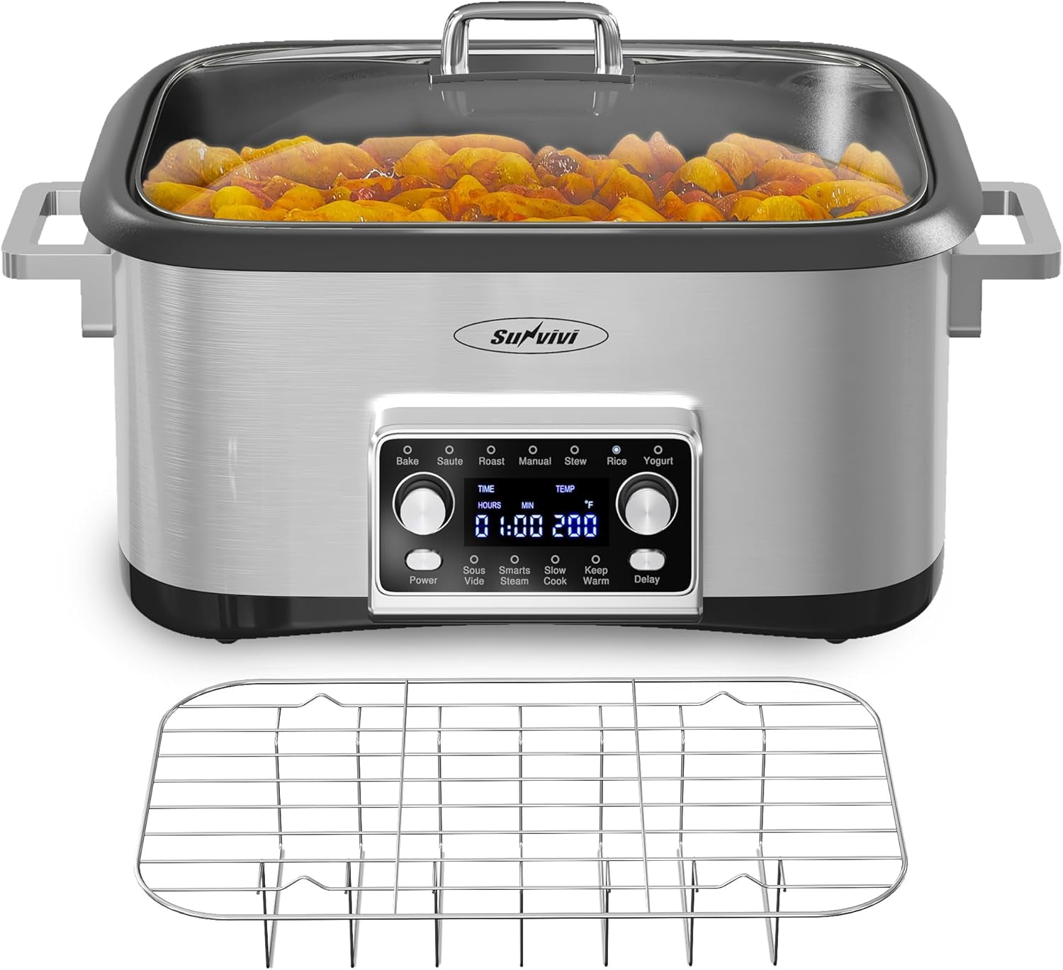 YANGLI 12-in-1 Programmable 8QT Slow Cooker, Digital Timer, Temp ...
