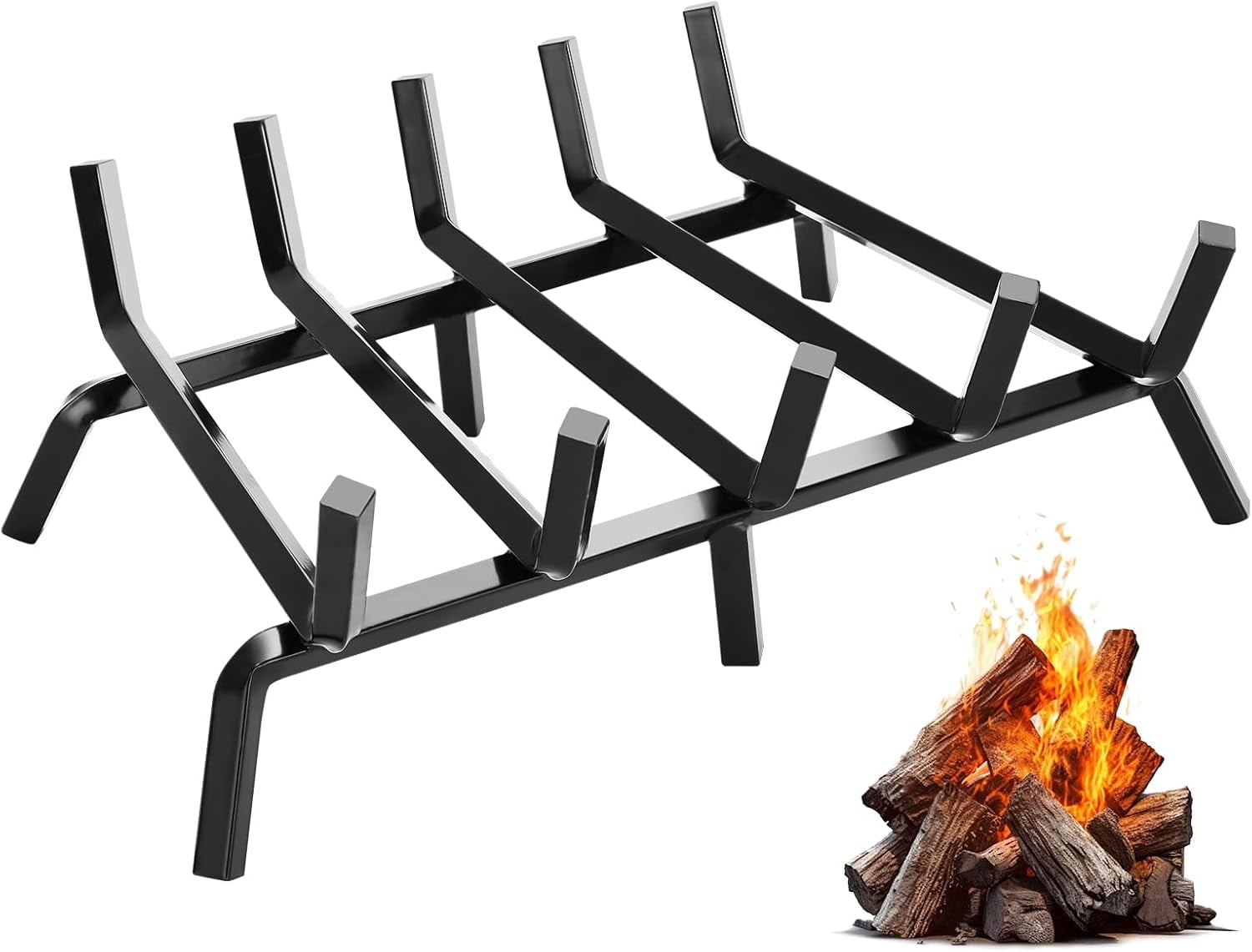 YANGLI 17-Inch Small Fireplace Grate, Heavy Duty 1/2-Inch Steel Bar ...