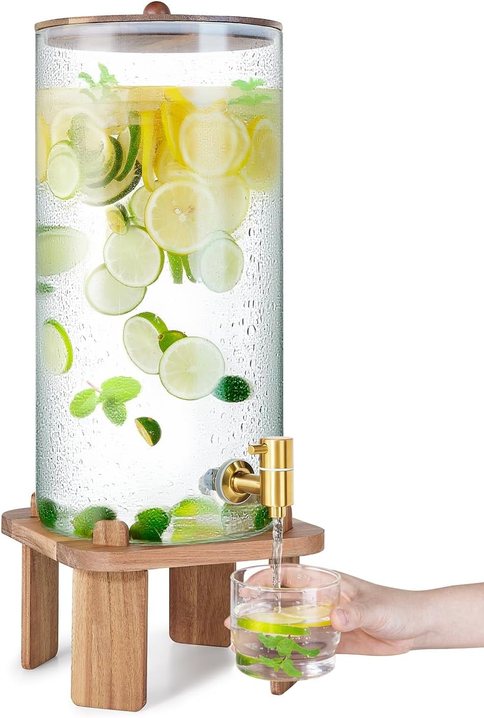 YANGLI 3-Gallon Extra Large Glass Drink Dispenser with Stand & Airtight ...