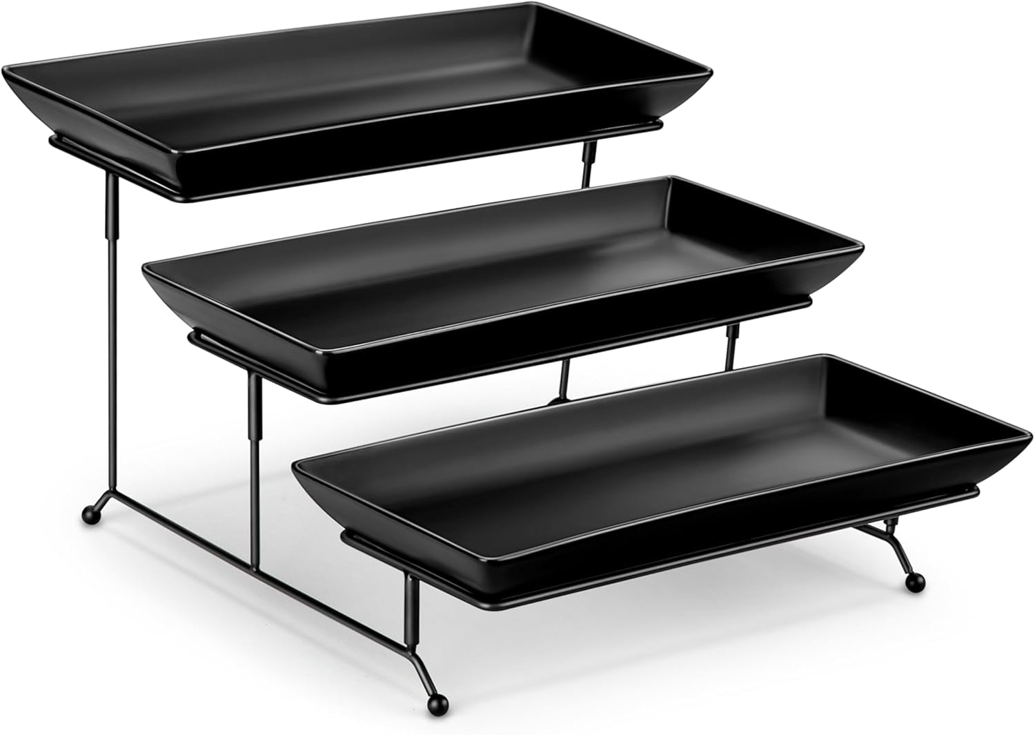 YANGLI 3 Tier Serving Trays for Party, 14 Inch Stoneware Tiered Tray ...