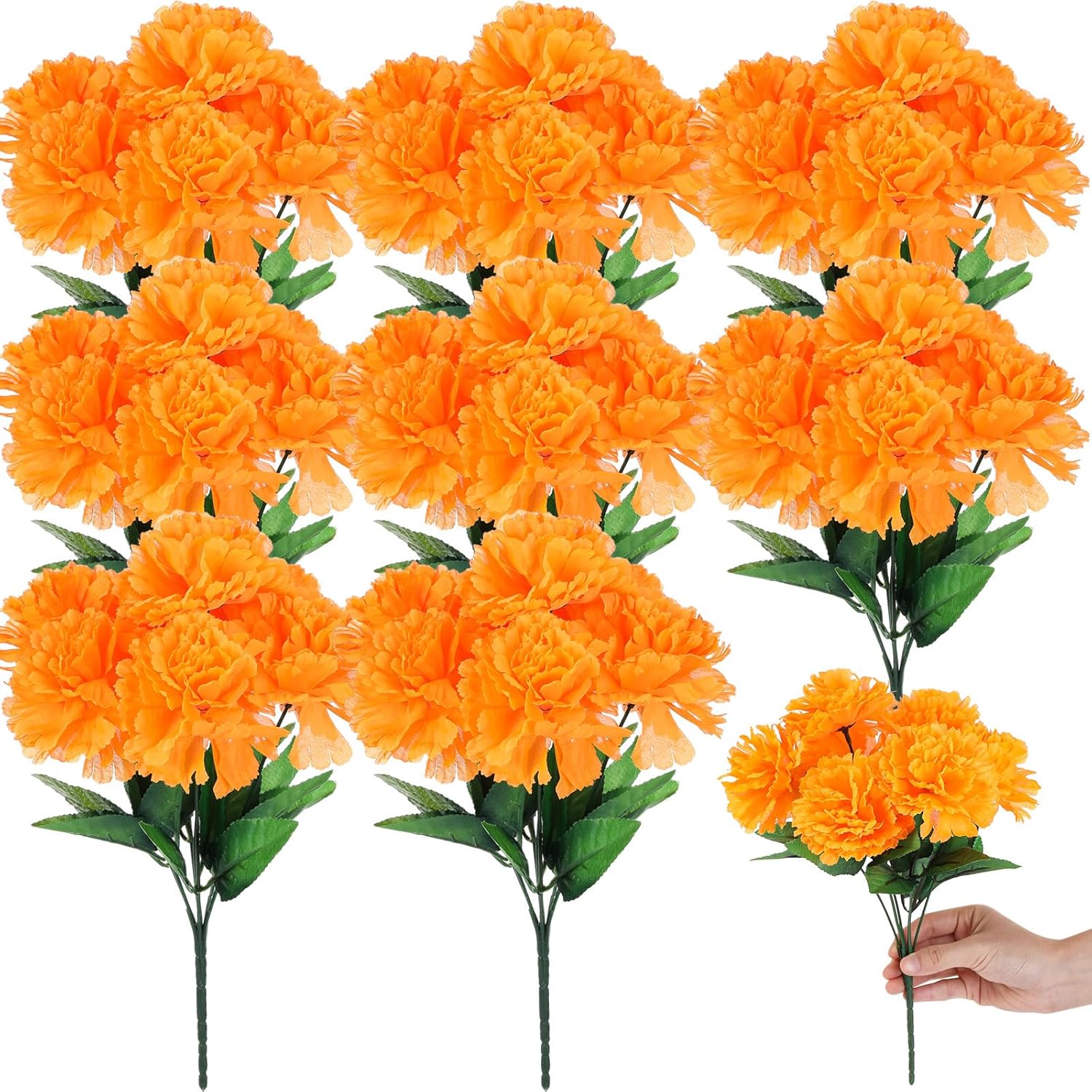 YANGLI 8 Bundles Marigold Flowers Bulk, Day of The Dead Artificial Faux ...