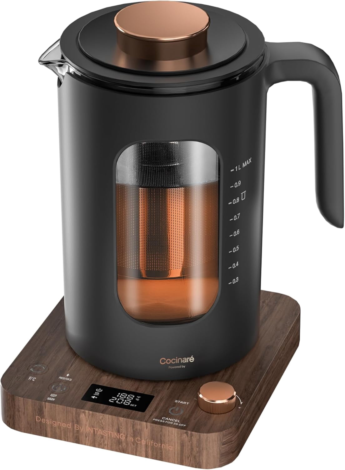 YANGLI Electric Tea Kettle with Tea Infuser, ±1°F Knob Temperature ...