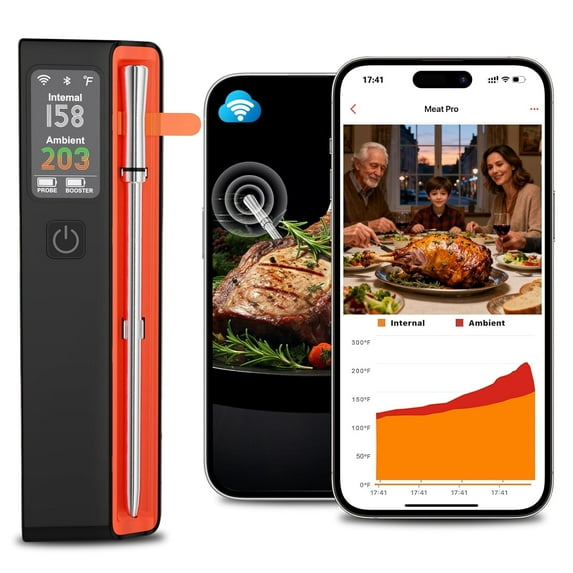 YANGLI Wireless Bluetooth Smart Meat Thermometer – WiFi Unlimited Range ...