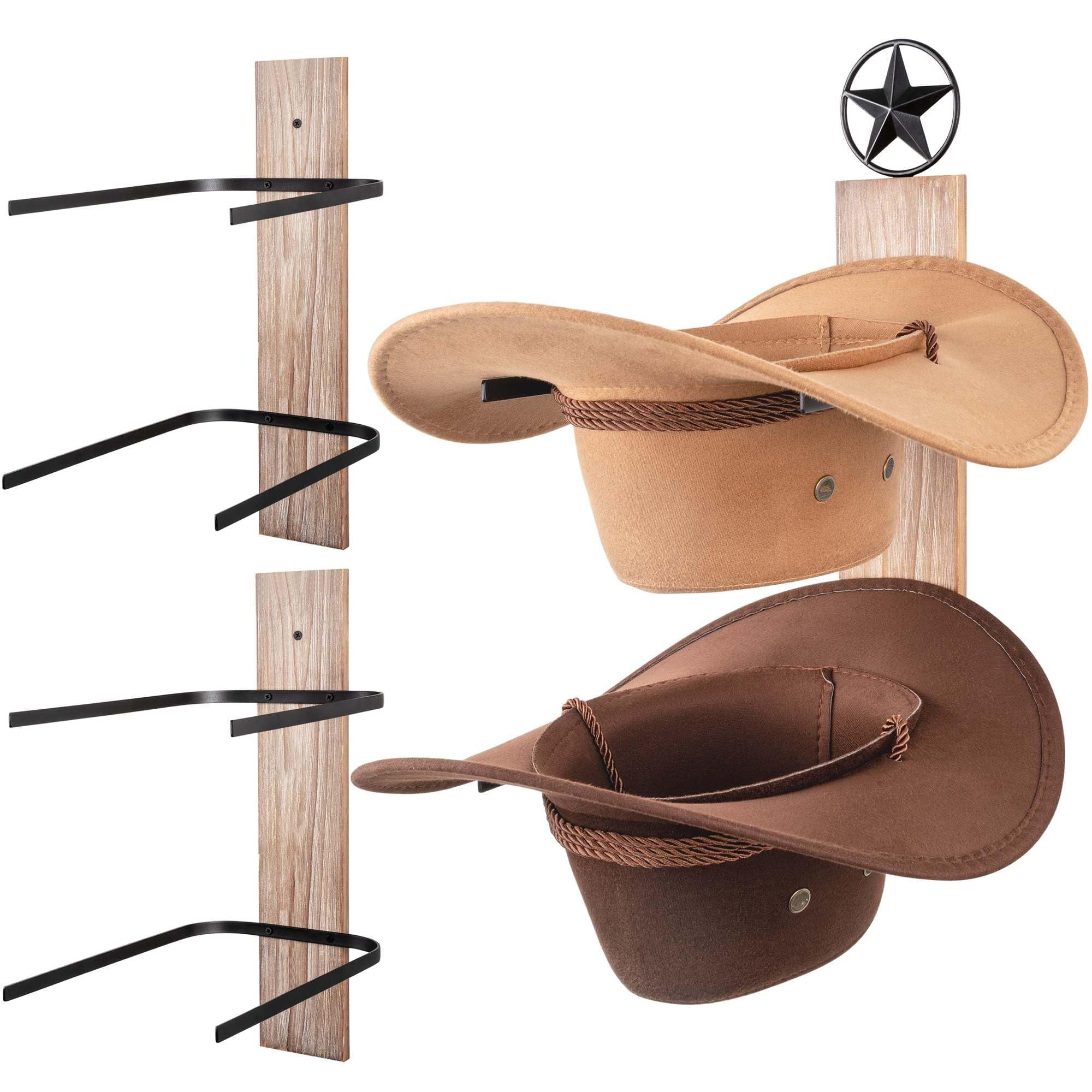YANGSHUO Western Cowboy Hat Rack Organizer: Wall Mount Western Decor ...