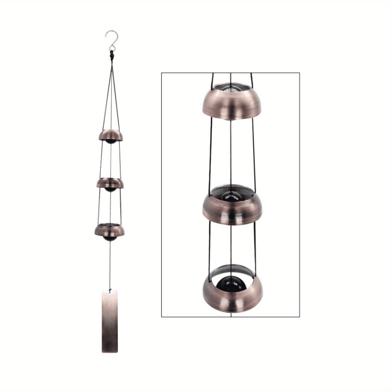 YANGURJ 1pc Red Copper Temple Wind Chime - Aesthetic Feng Shui Decor ...