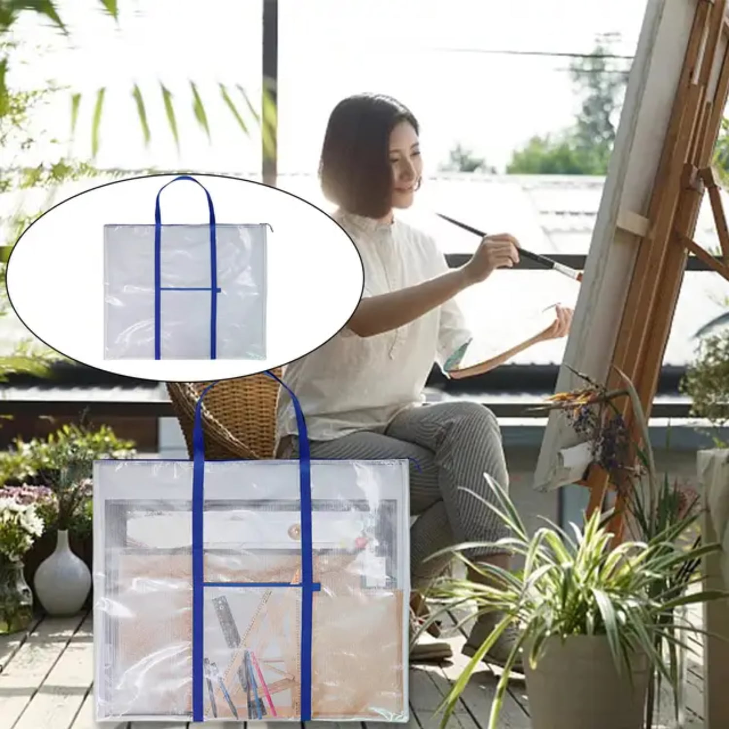 YANGURJ Bulletin Board Art Storage 80x65cm Large PVC Chart Bag Teaching ...