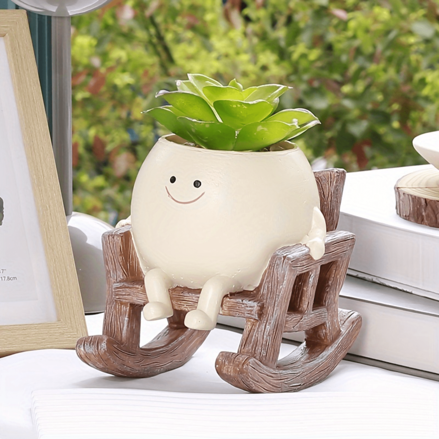 YANGURJ Creative Rocking Chair Planter Pot Cute ABS Resin Succulent ...