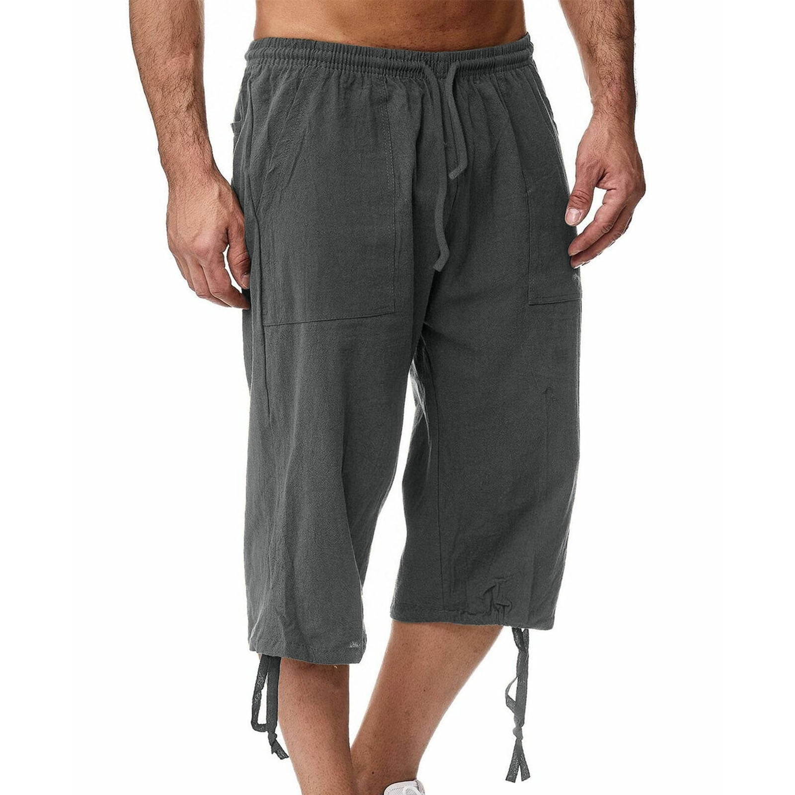 YANHAIGONG Capri Pants for Men with Pockets, Loose Capri Pants for Men ...