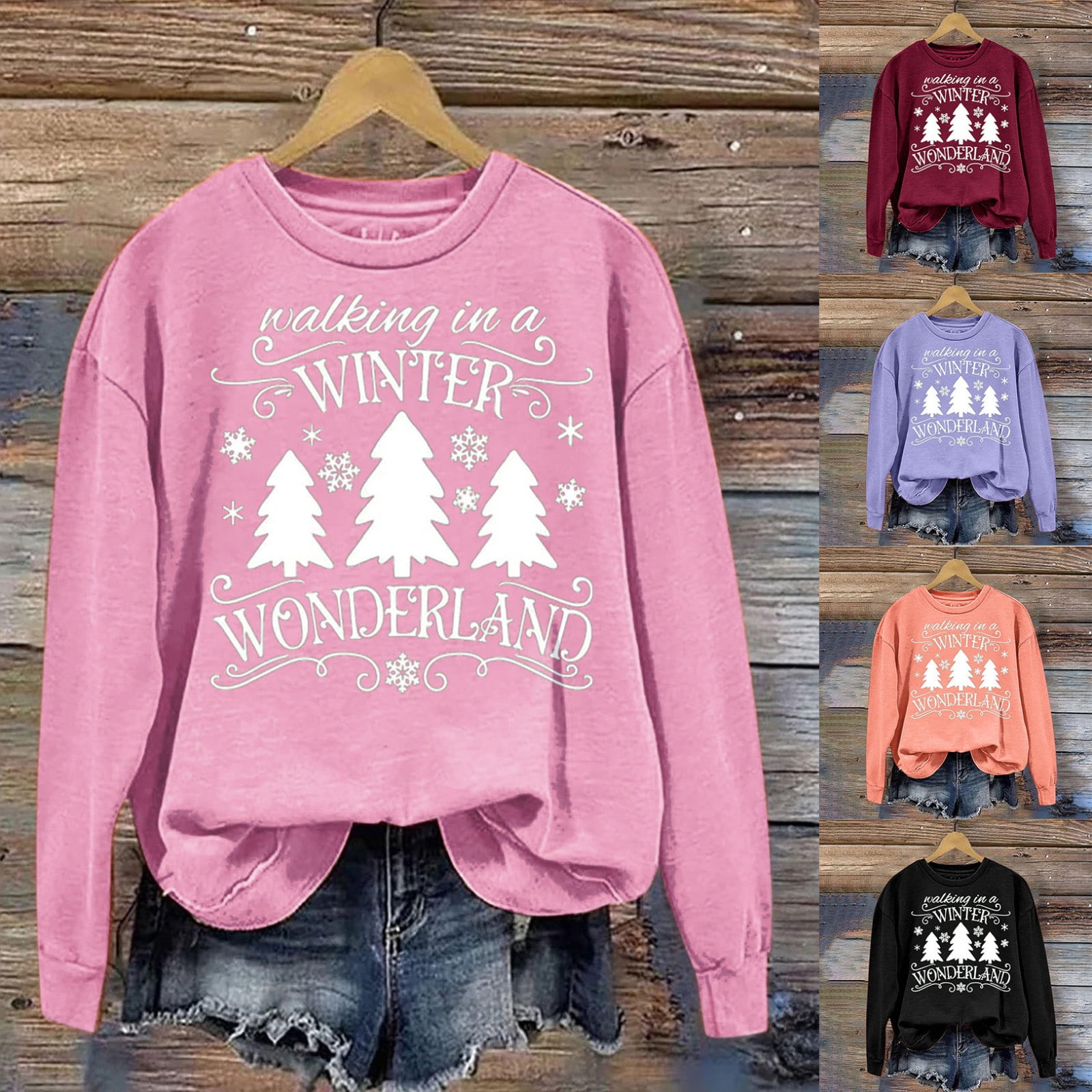YANHAIGONG Christmas Sweatshirts for Women Christmas Trees Sweatshirt ...