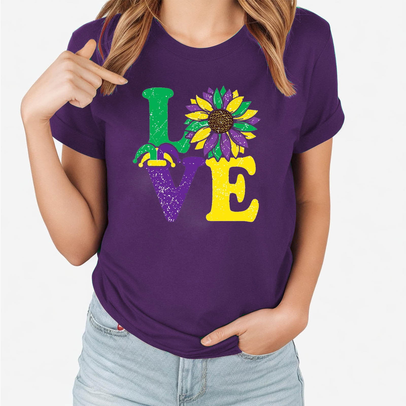 YANHAIGONG Date Night Shirts for Women Sexy,Mardi Gras Shirts Women ...