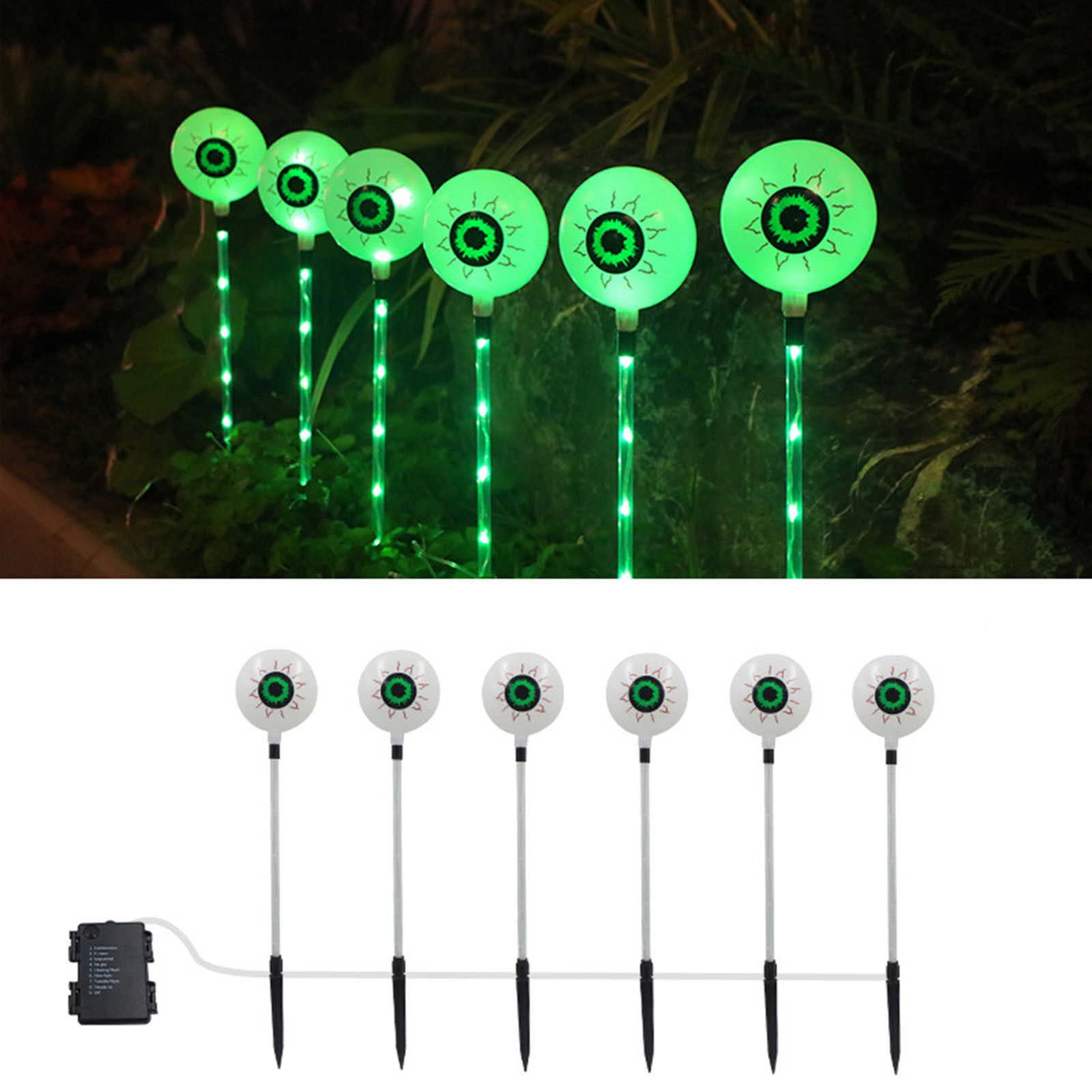 YANHAIGONG Halloween Eyeball Solar Lights,6 Pack LED Large Scary ...